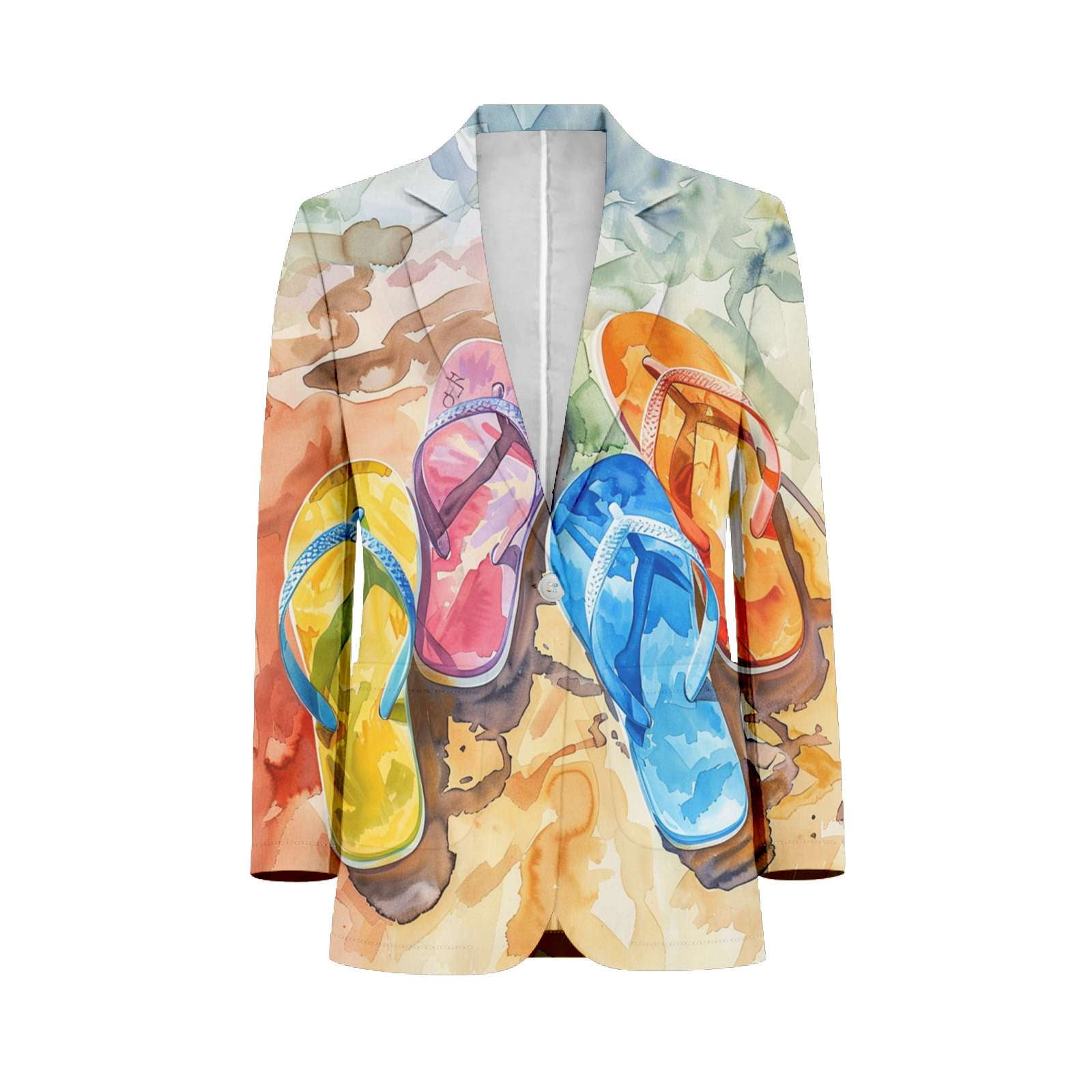 Colorful Flip Flops On Beach Men's Suit Blazer Casual Party Wear Slim ...
