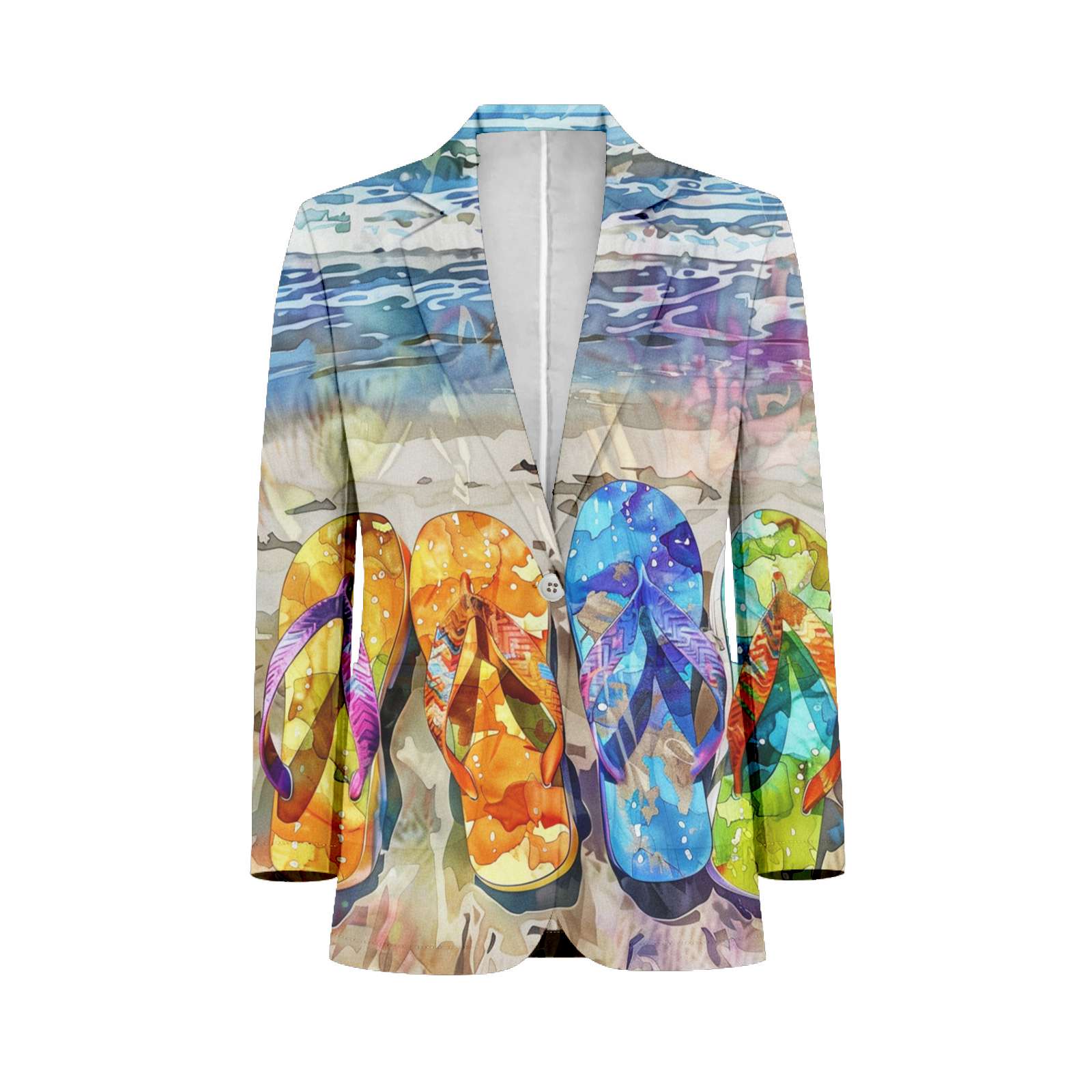Colorful Flip Flops On Beach Men's Suit Blazer Casual Party Wear Slim ...