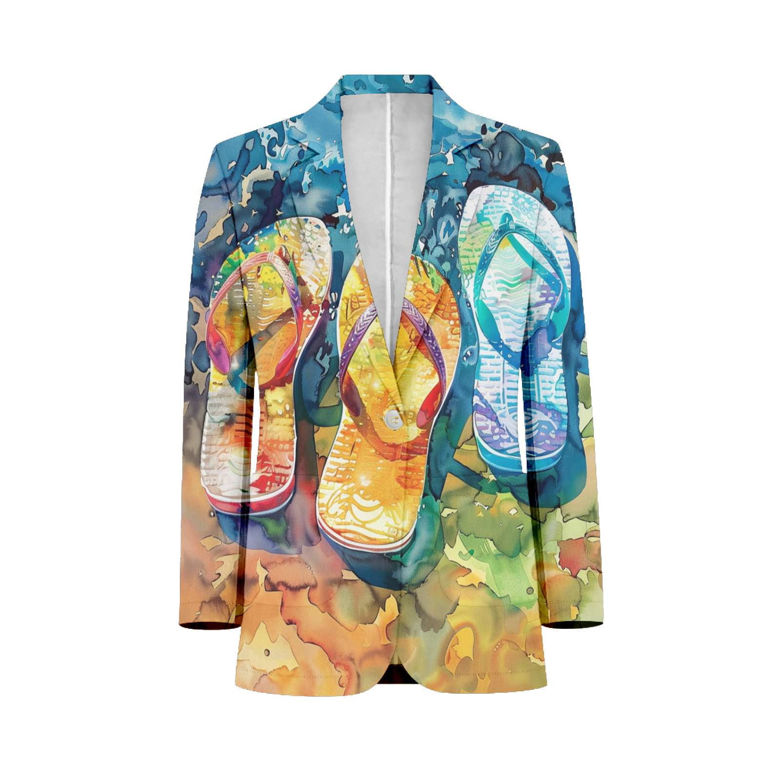 Colorful Flip Flops On Beach Men's Suit Blazer Casual Party Wear Slim ...