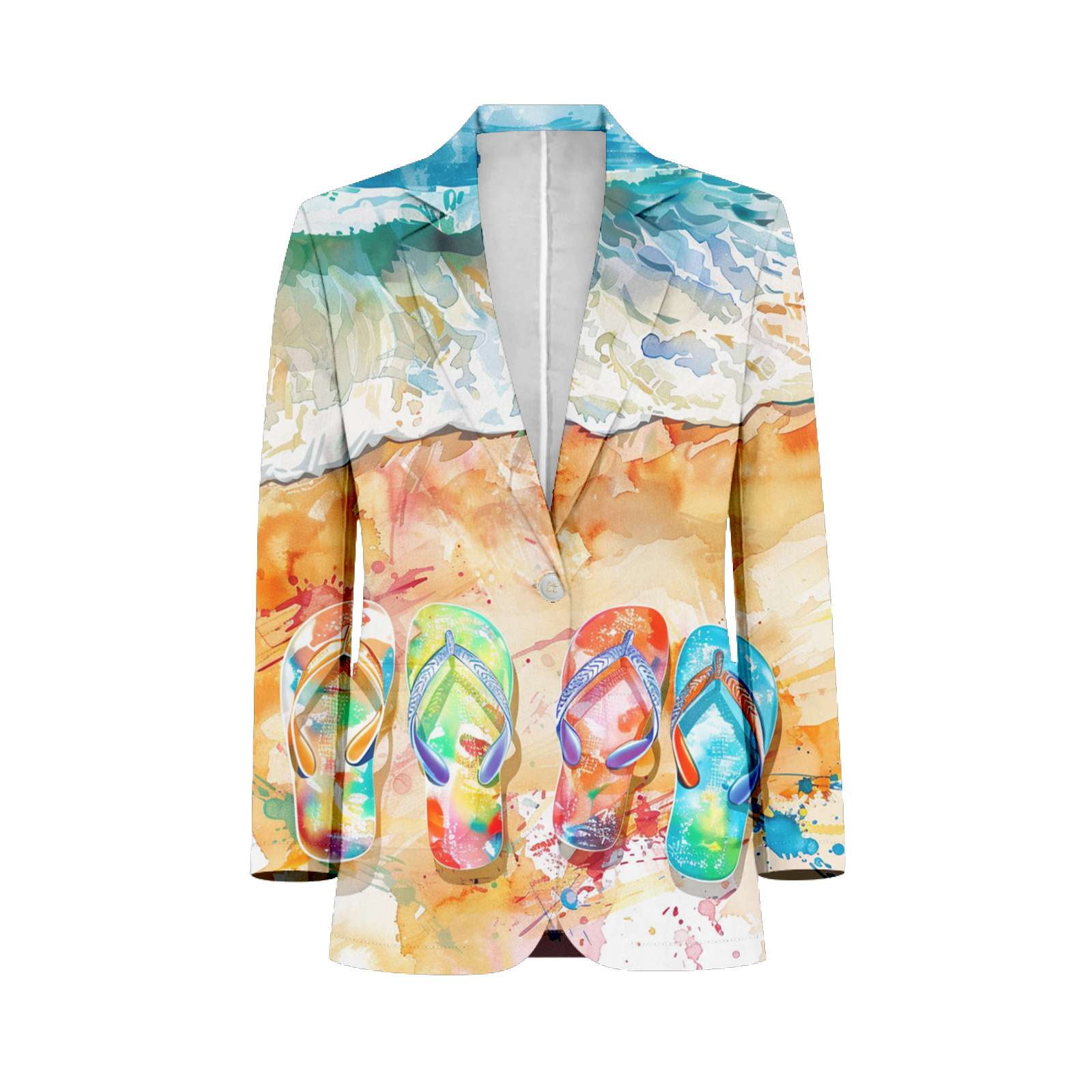 Colorful Flip Flops On Beach Mens Suits Shawl Collar Slim Fit Suit Mens ...