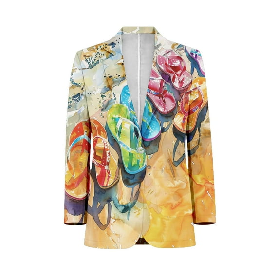 Colorful Flip Flops On Beach Mens Suits Shawl Collar Slim Fit Suit Mens ...