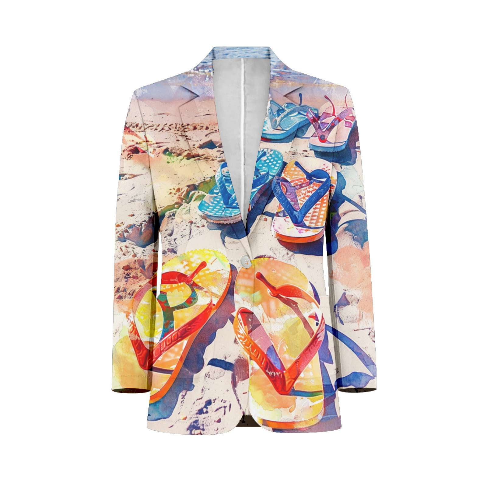Colorful Flip Flops On Beach Mens Suits Shawl Collar Slim Fit Suit Mens ...