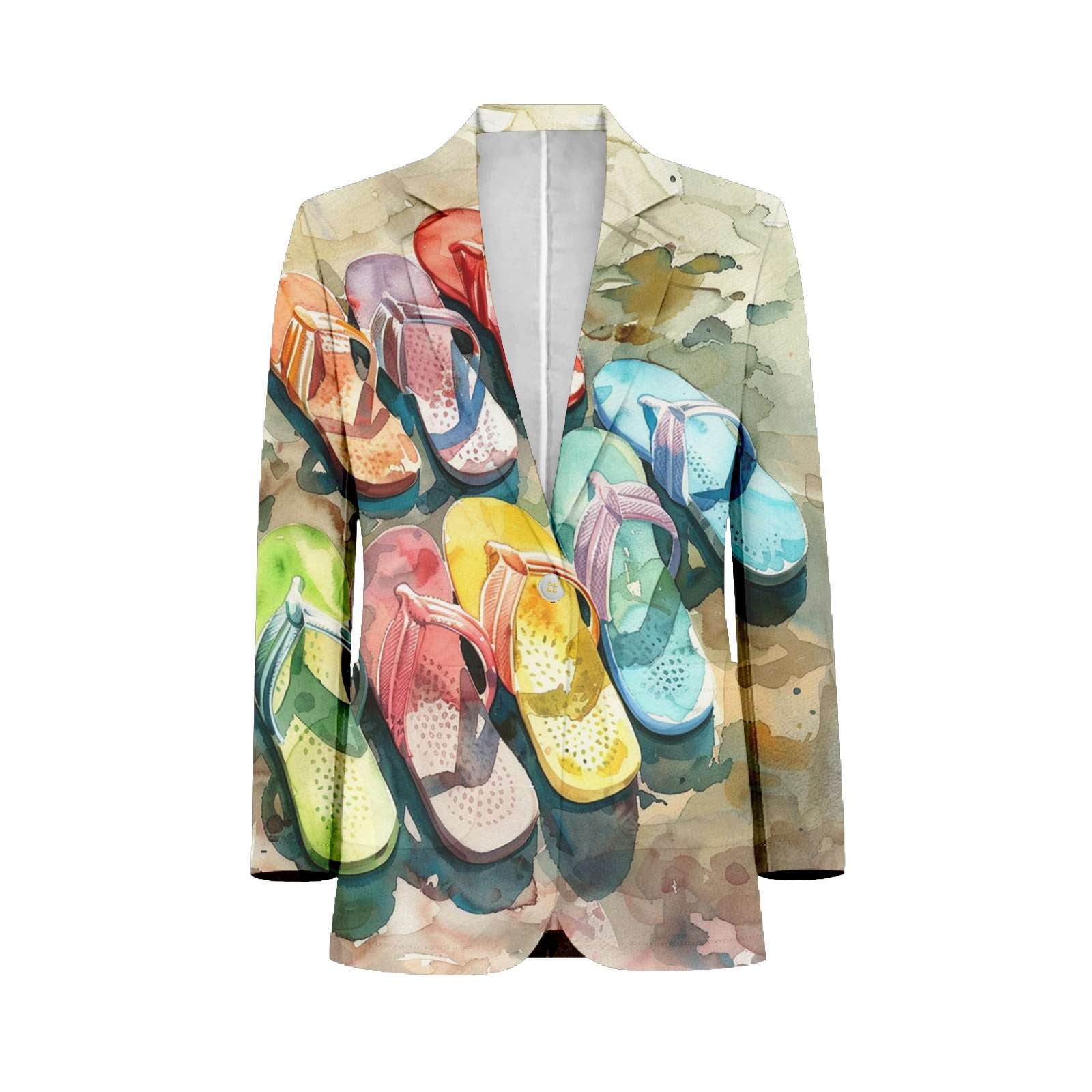 Colorful Flip Flops On Beach Mens Suits Shawl Collar Slim Fit Suit Mens ...