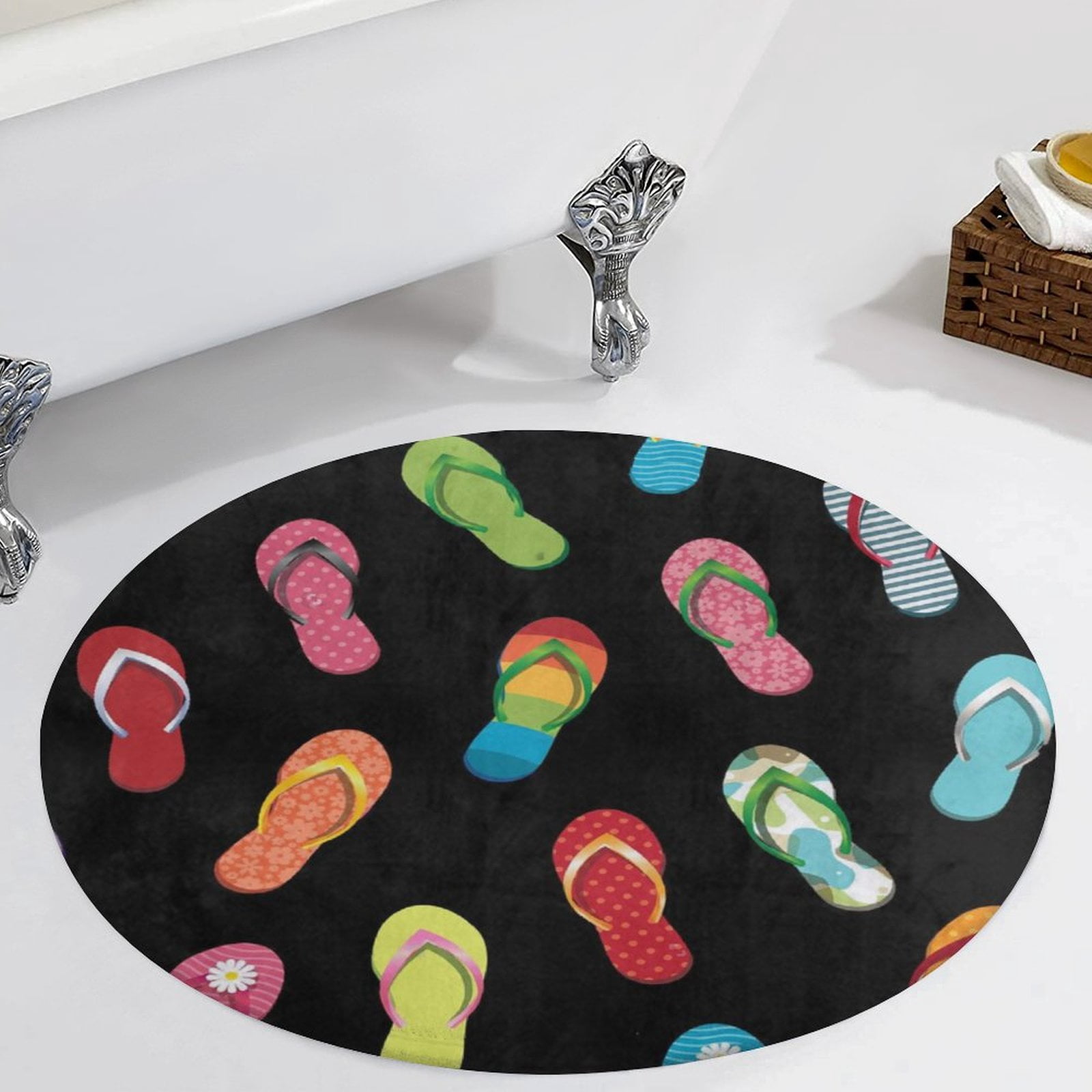 Colorful Flip Flops Round Carpet Circle Rug Outdoor Patio Area Rug ...