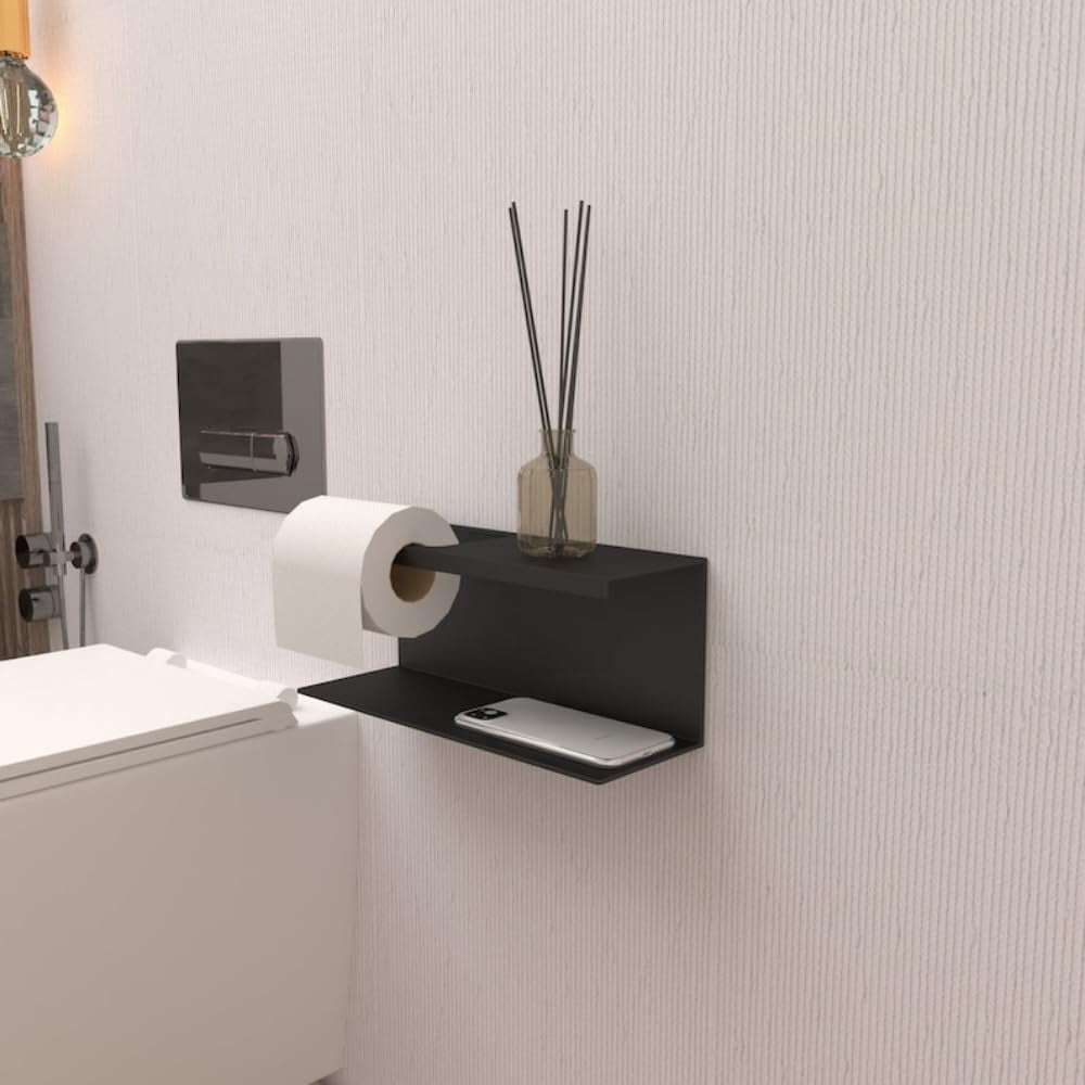 Colorful Floating Shelf, Modern Metal Toilet Paper Holder with Shelf ...