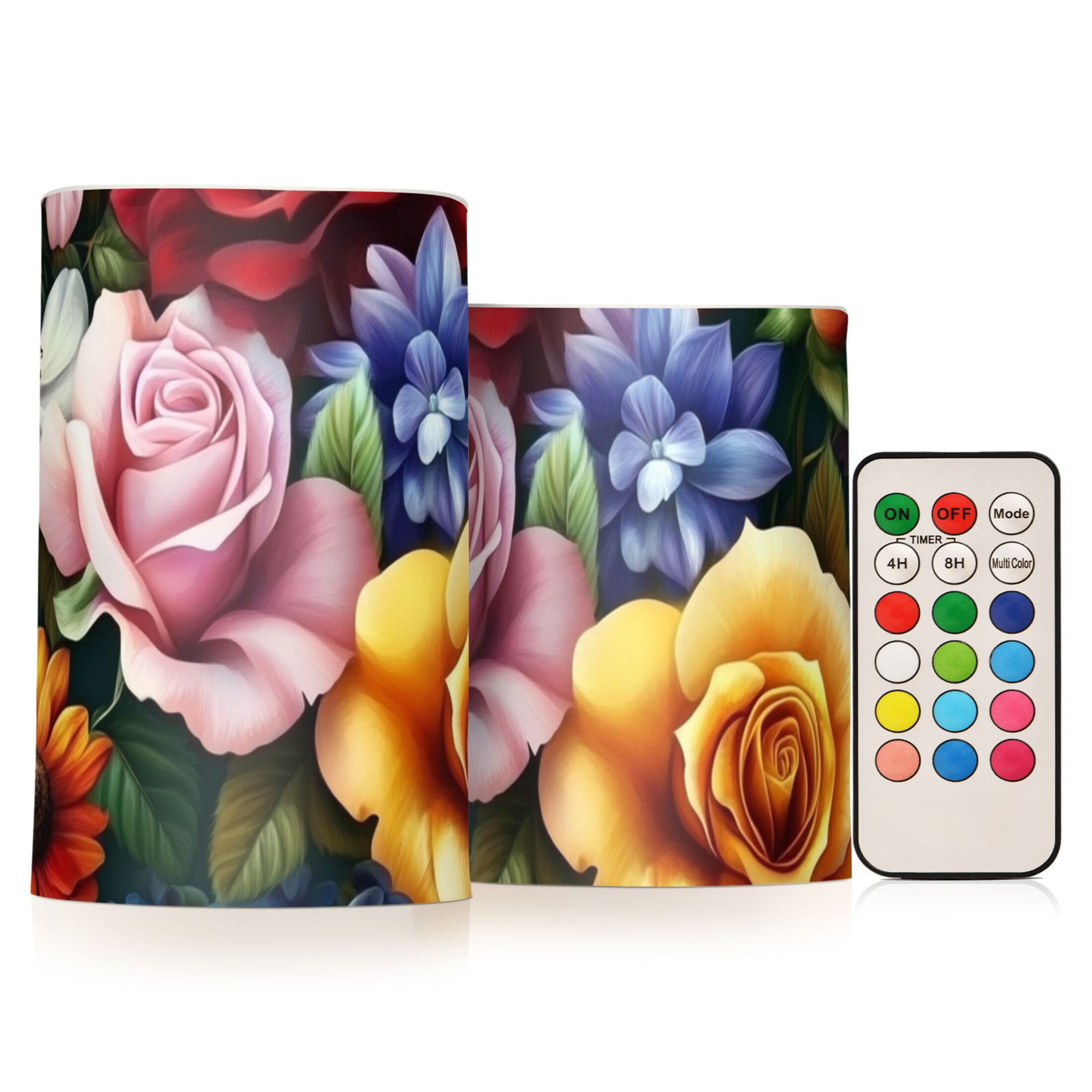 Colorful Floral Arrangement Flickering Flameless Candles Battery ...