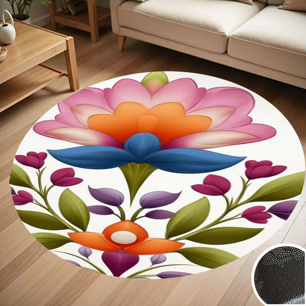 Colorful Floral Artistic Design Round Carpet Living Room Bedroom Home ...