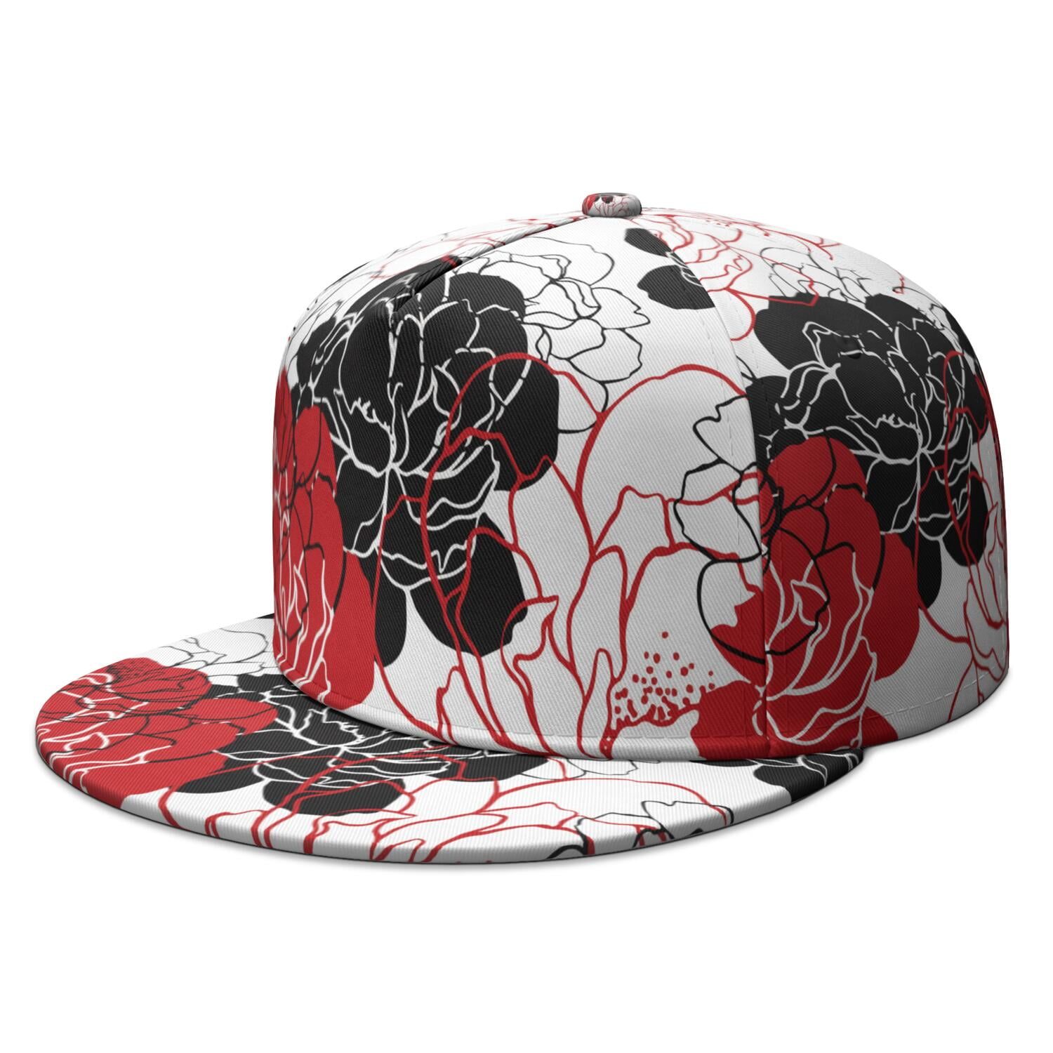 Colorful Floral Baseball Cap – Rainbow Bloom Flat Bill Hat, Artistic ...