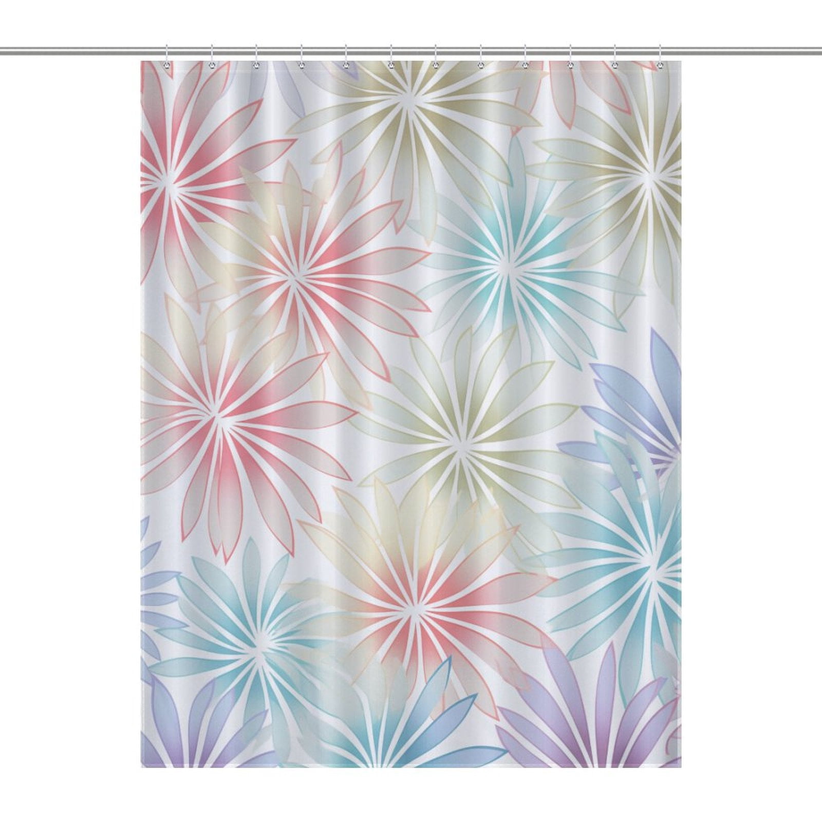 Colorful Floral Bohemia Cloth Fabric Bathroom Decor Set with Hooks ...
