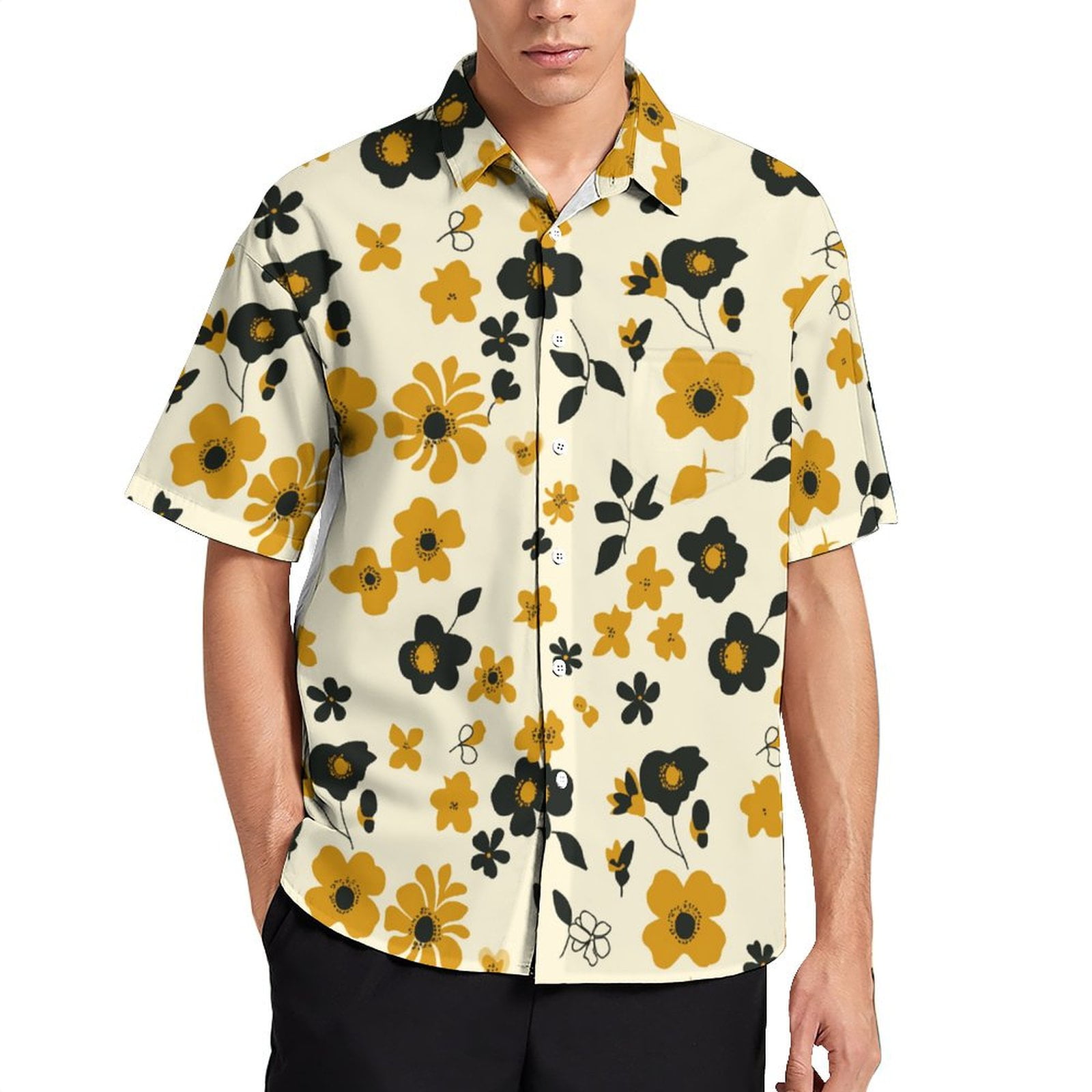 Colorful Floral Bohemia Men's Shirt Short Sleeves Printed Button Down ...