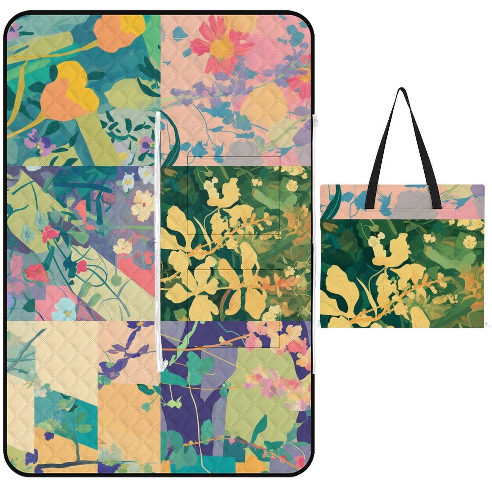 Colorful Floral Bohemia Outdoor Picnic Blanket, Foldable Waterproof ...