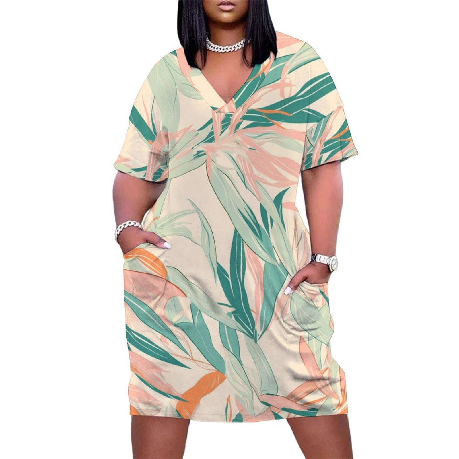 Colorful Floral Bohemia Summer Sundress for Curve Women Casual Pattern ...