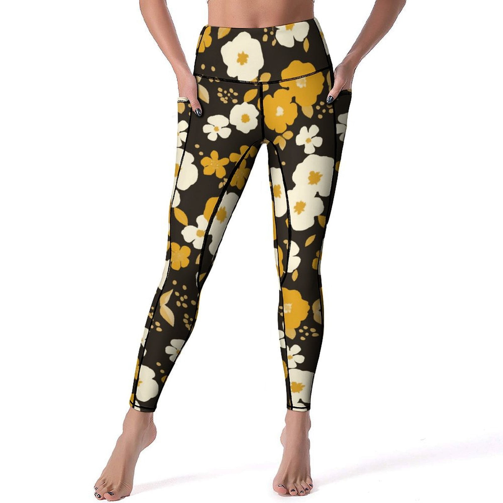 Colorful Floral Bohemia Women's High Waisted Yoga Pants with Pockets ...