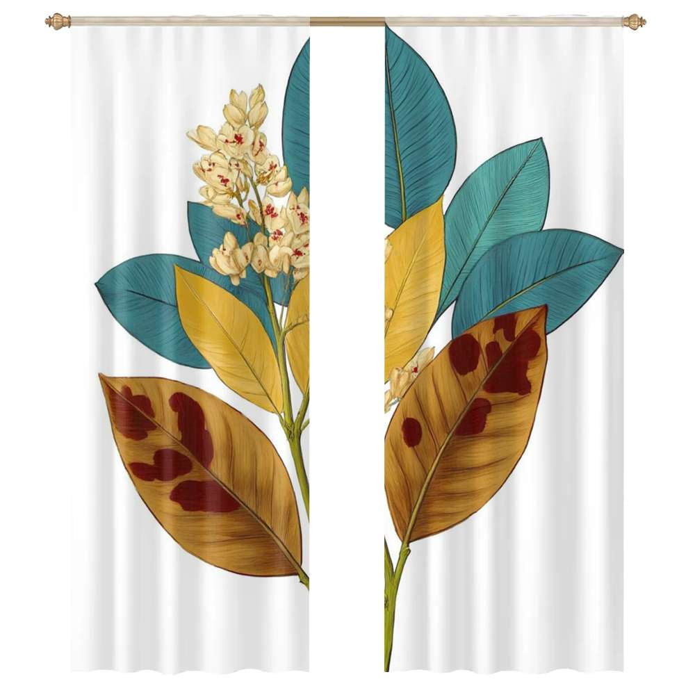 Colorful Floral Botanical Art Modern Tulle Window Curtains for Living ...