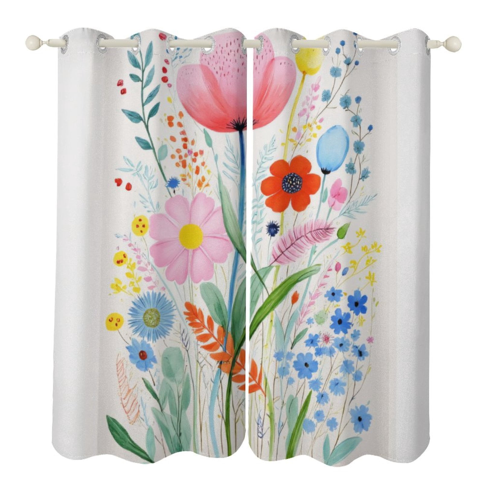 Colorful Floral Bouquet Blackout Window Curtains for Bedroom Living ...