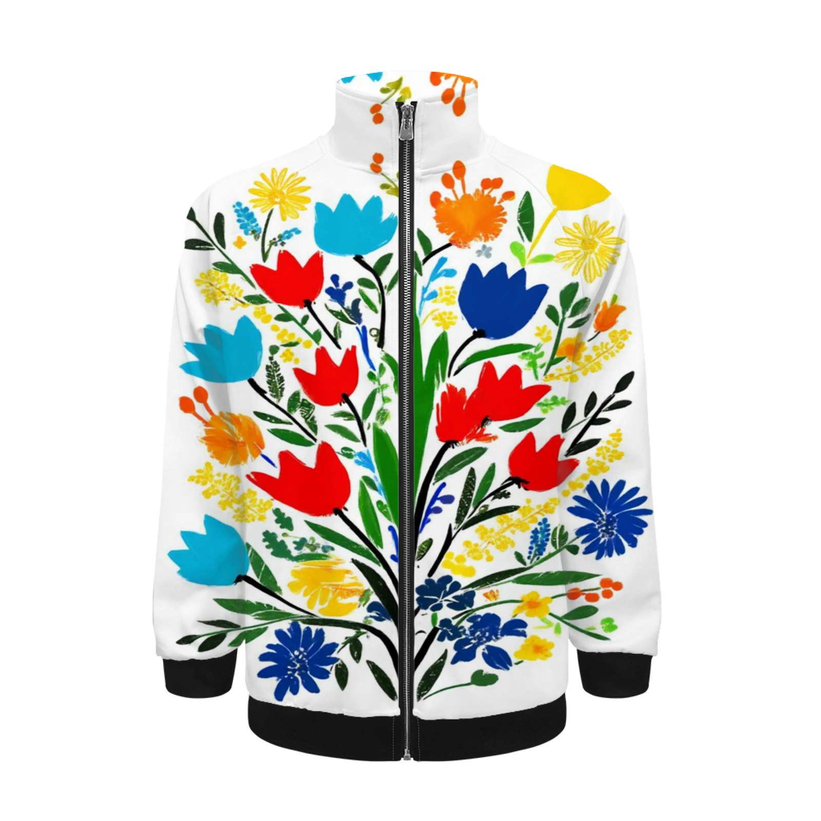 Colorful Floral Bouquet Bright Happy Art Jacket Men's Street Cool Long ...