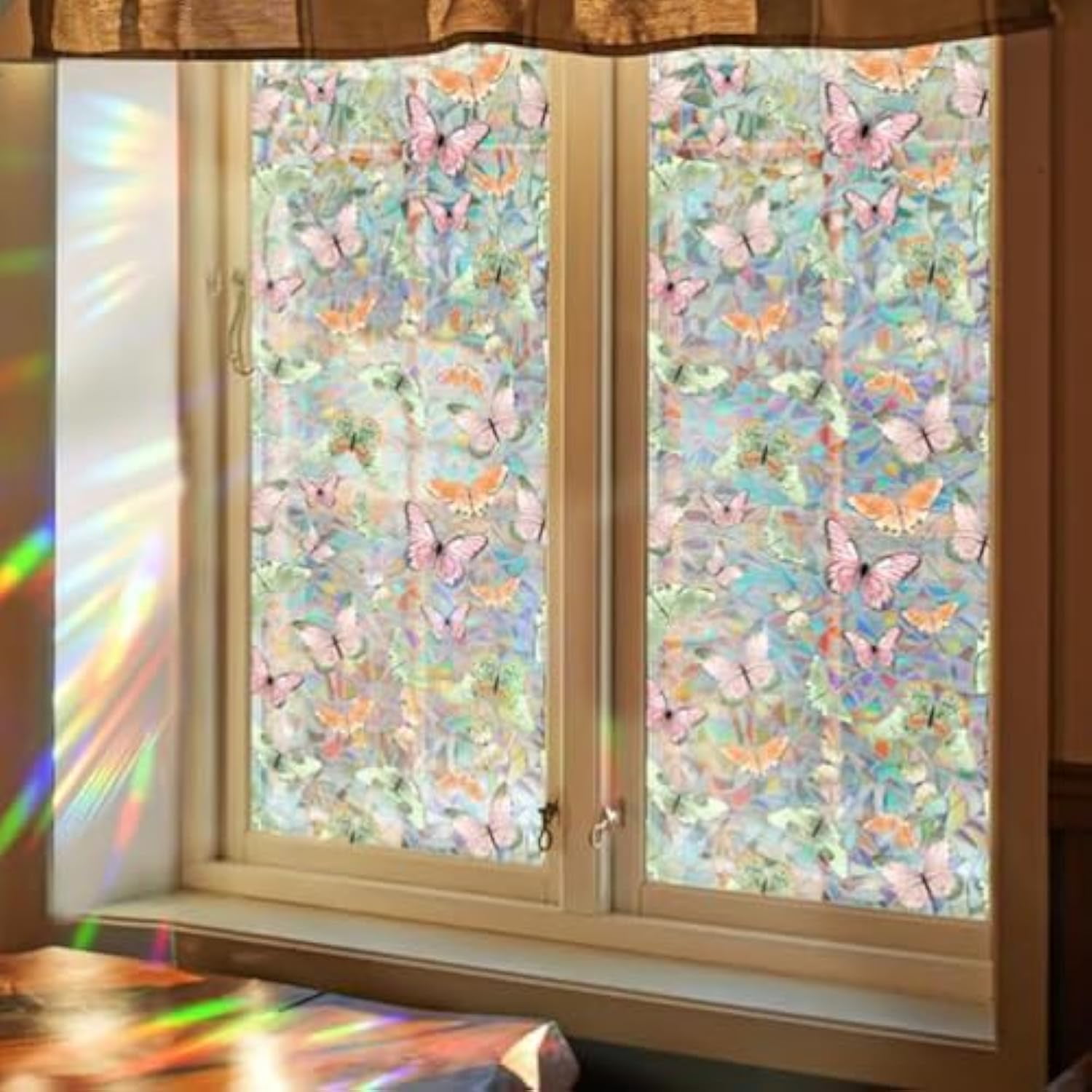 Colorful Floral Bouquet Window Sticker, Flower Window Clings, Rainbow ...