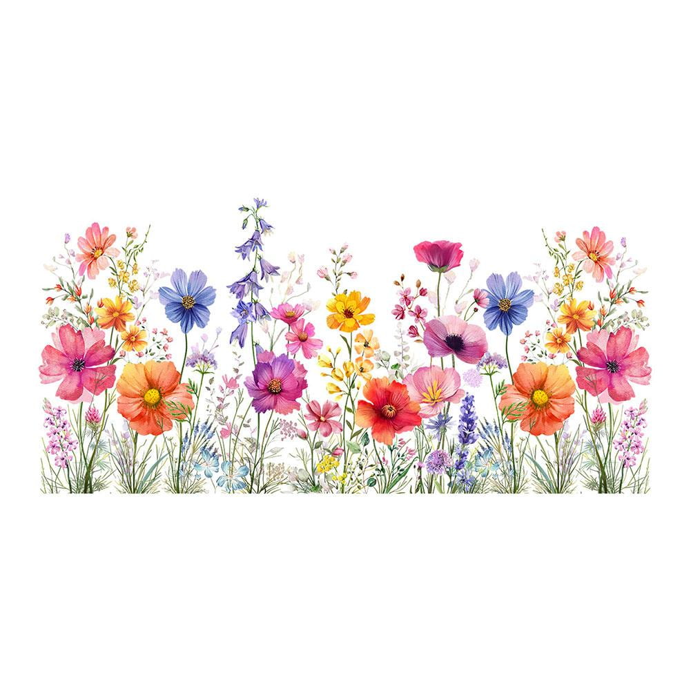 Colorful Floral Bouquet Window Sticker, Flower Window Clings, Vintage ...