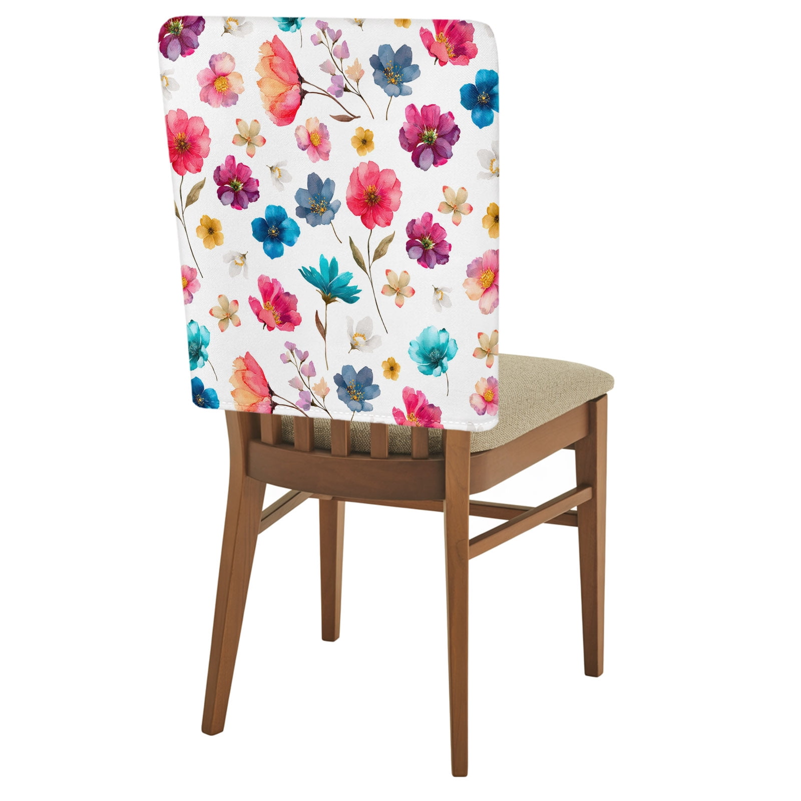 Colorful Floral Chair Back Covers Set of 4 Red Pink Blue Pueple Flower ...