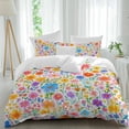 Colorful Floral Comforter Set Full Size, Spring Floral Watercolor Plant ...