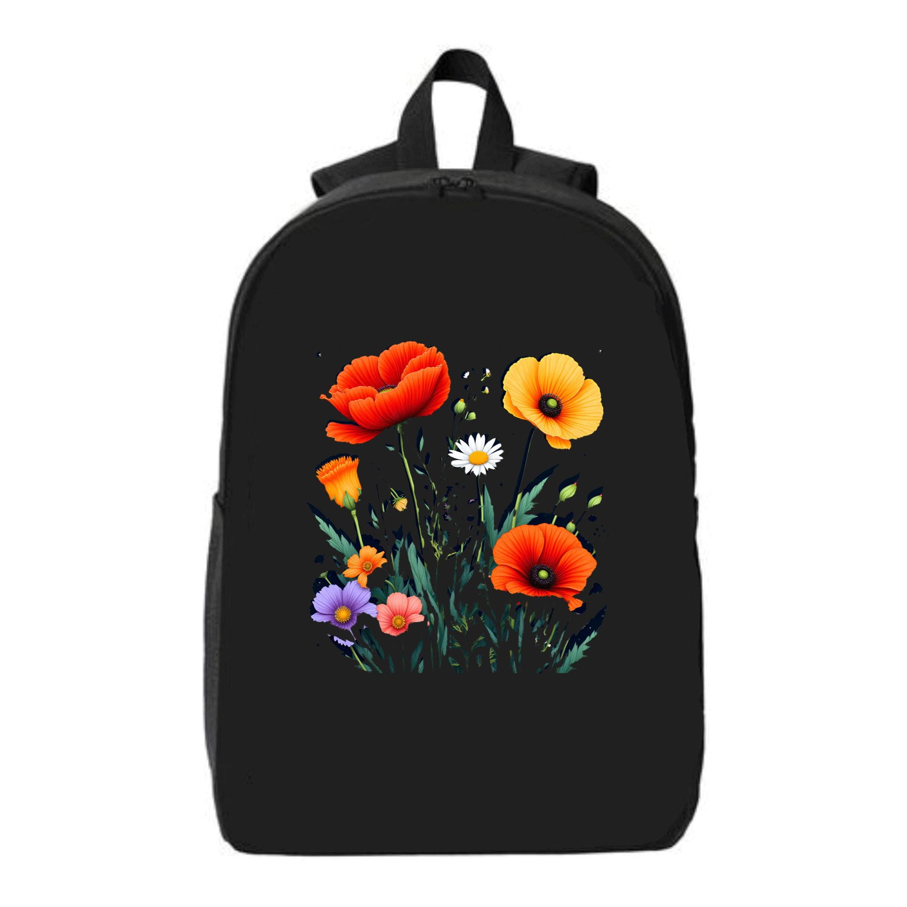 Colorful Floral Design Laptop Backpack - Fits 15 " Laptop & iPad Black ...