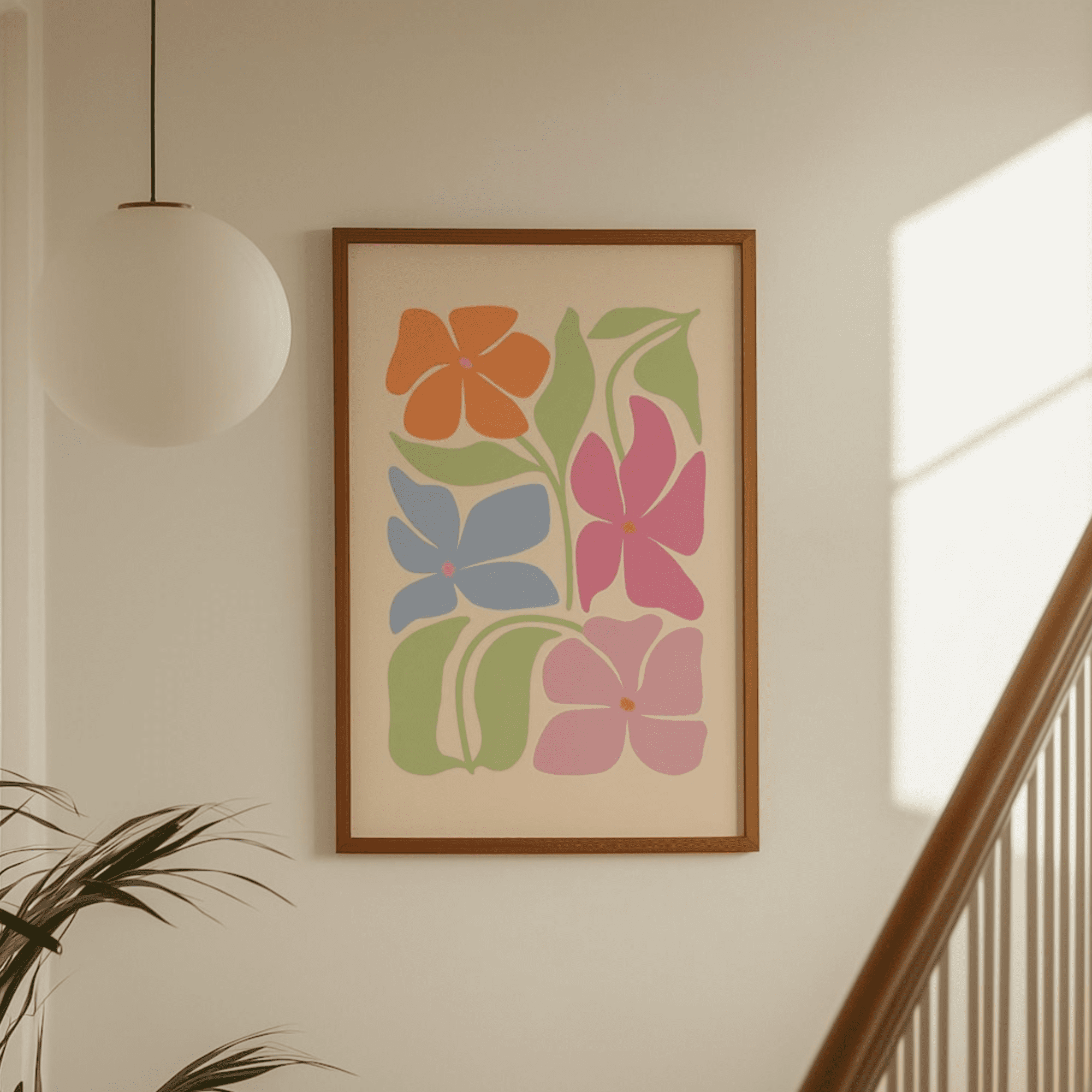 Colorful Floral Dopamine 70s Retro Maximalist Trendy Living Room Wall ...
