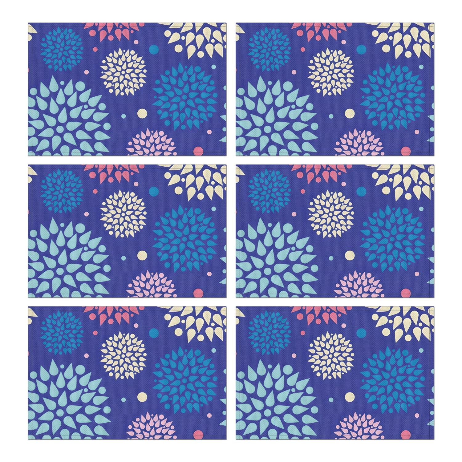 Colorful Floral Dots Pattern Summer Placemats Table Placemats Set Of 6 ...