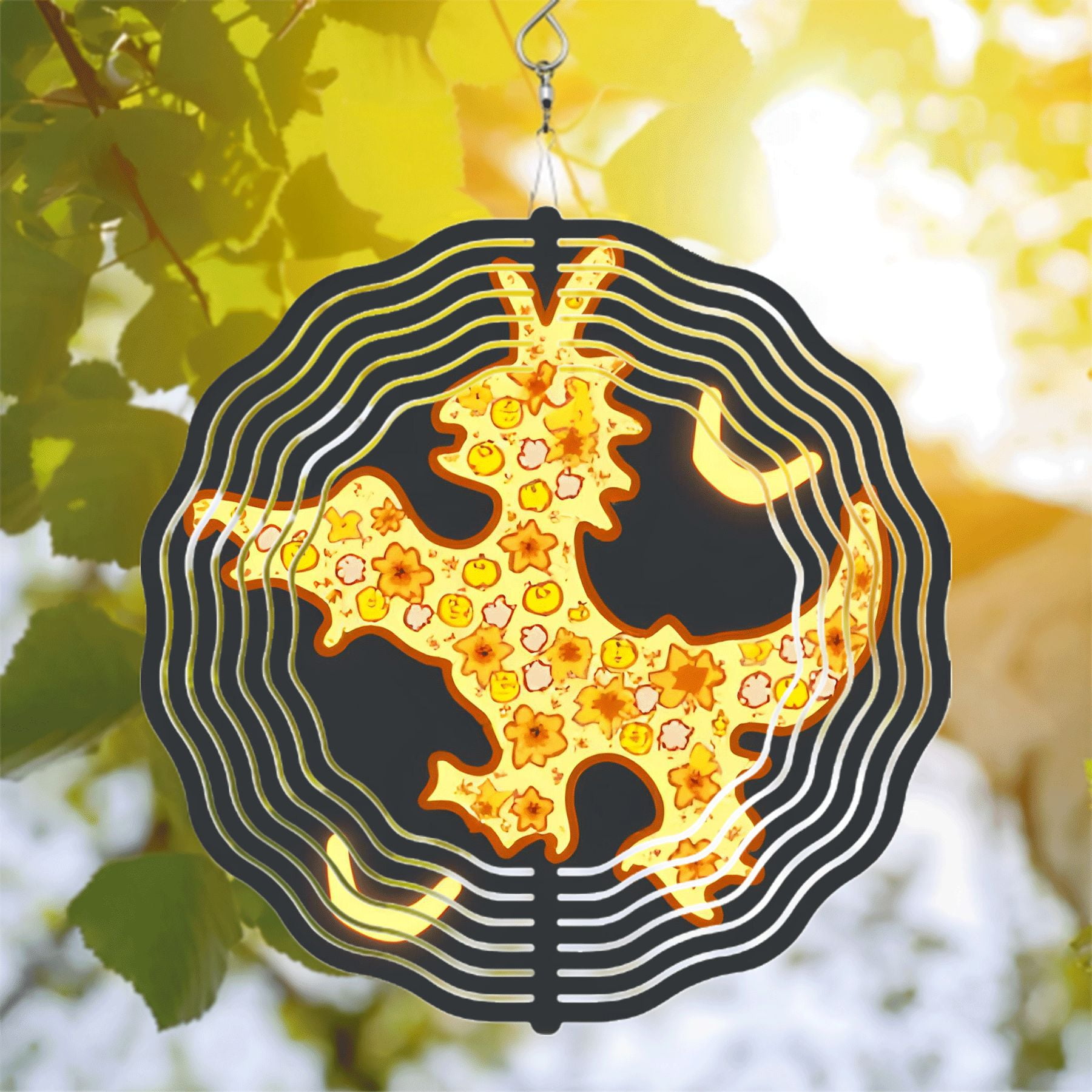 Colorful Floral Dragon Metal Hanging Wind Spinner & Chime - Vibrant ...