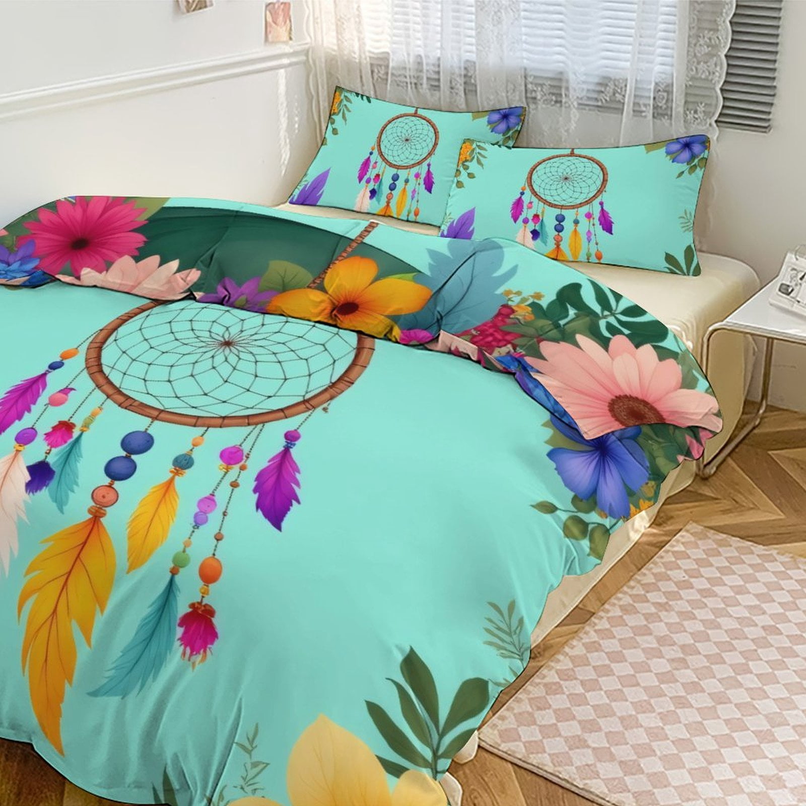 Colorful Floral Dreamcatcher Print Bedding Set Couple Bedclothes ...