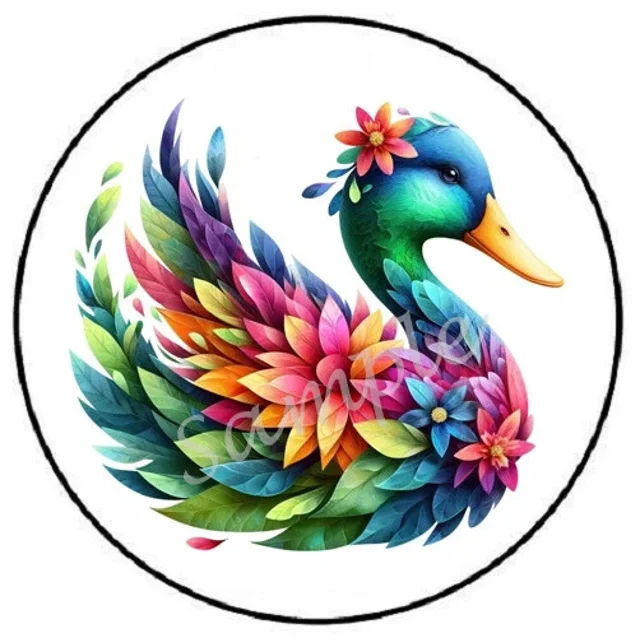 Colorful Floral Duck Stickers Party Favors Phone Decal Water Bottle ...