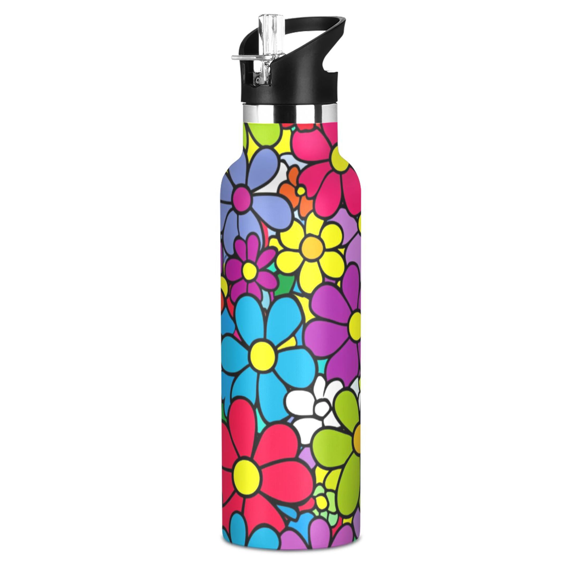 Colorful Floral Explosion Sport Water Bottle for Kids Insulated with ...