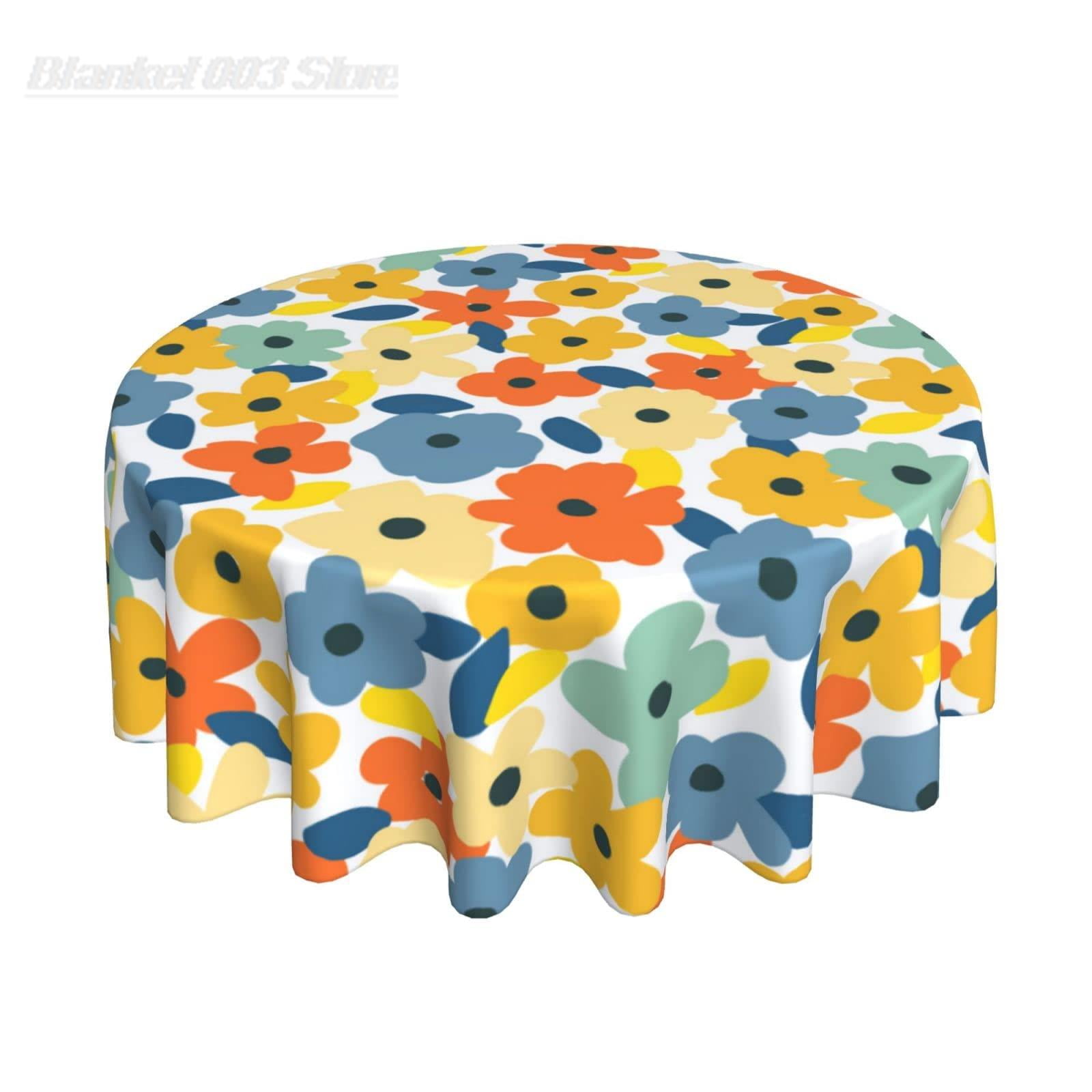 Colorful Floral Farmhouse Table Cloth Yellow Orange Blue Green Flowers ...