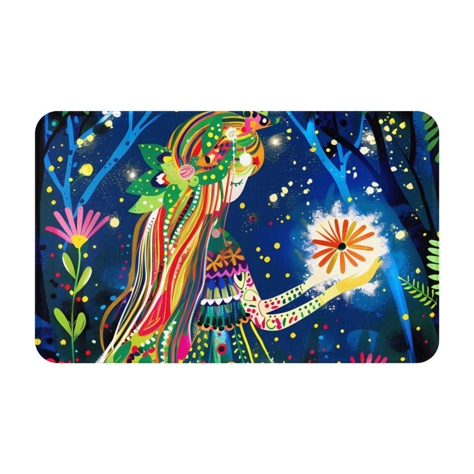 Colorful Floral Forest Fairy Front Door Mat Indoor Entrance, 31.5x20 ...