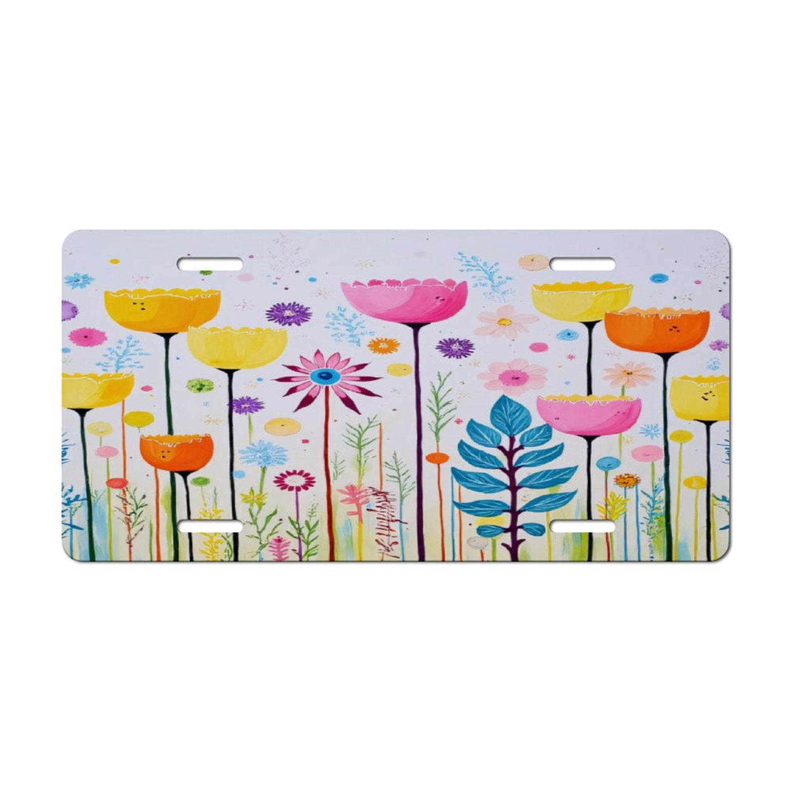 Colorful Floral Garden(1) License Plate Lightweight Aluminum Automotive ...