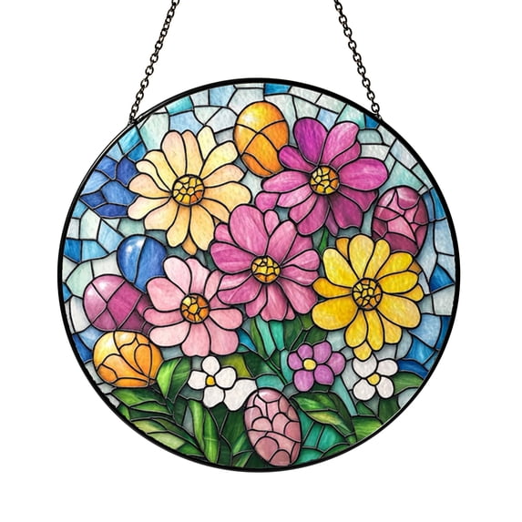 Colorful Floral Garden Stained Glass Suncatcher Window Decor, Spring ...
