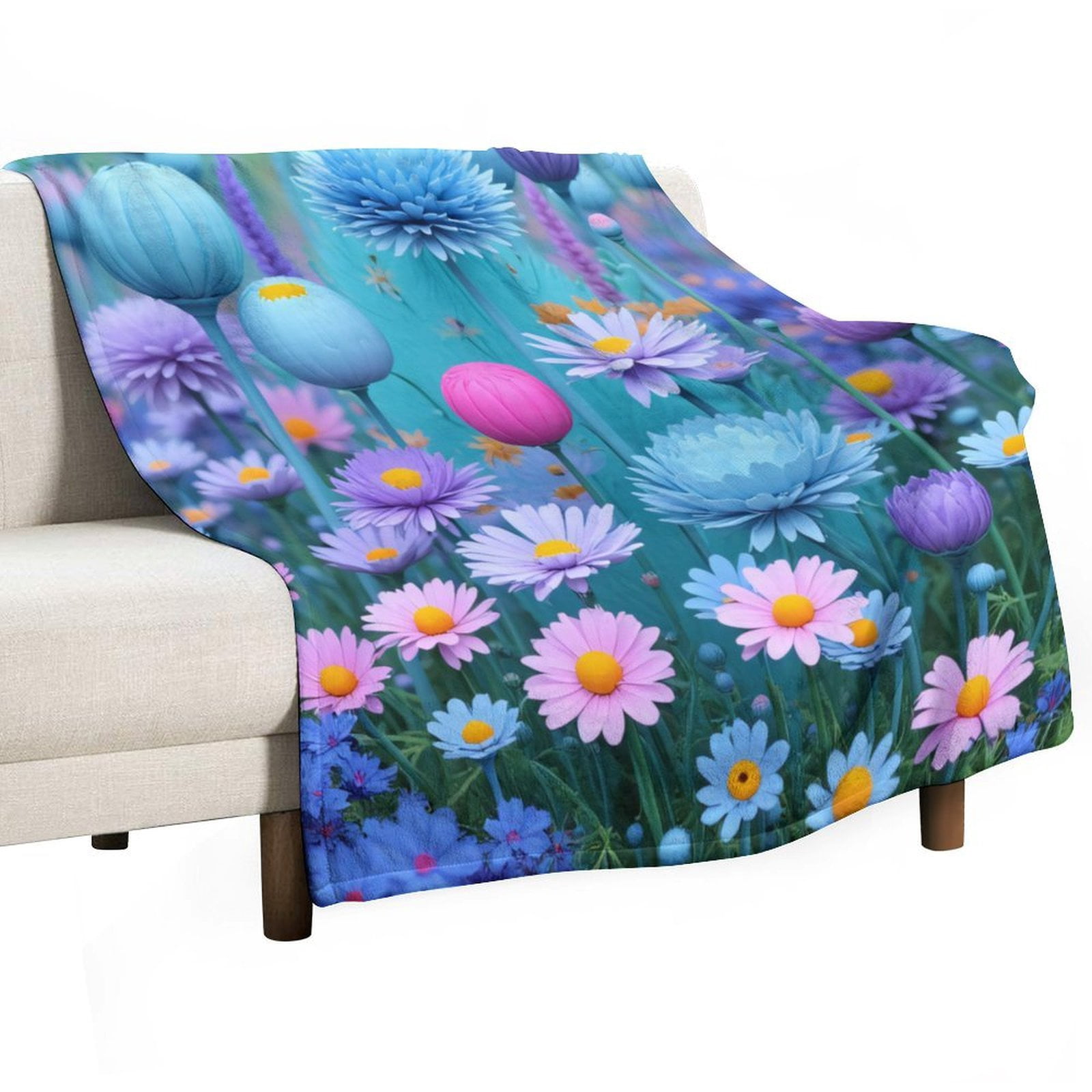 Colorful Floral Garden Throws Blankets for Sofa Bed Winter Plush Warm ...