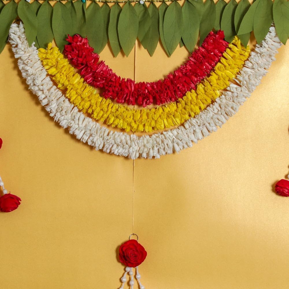 Colorful Floral Garland - Floral Sholawood Garlands for Pooja Backdrop ...