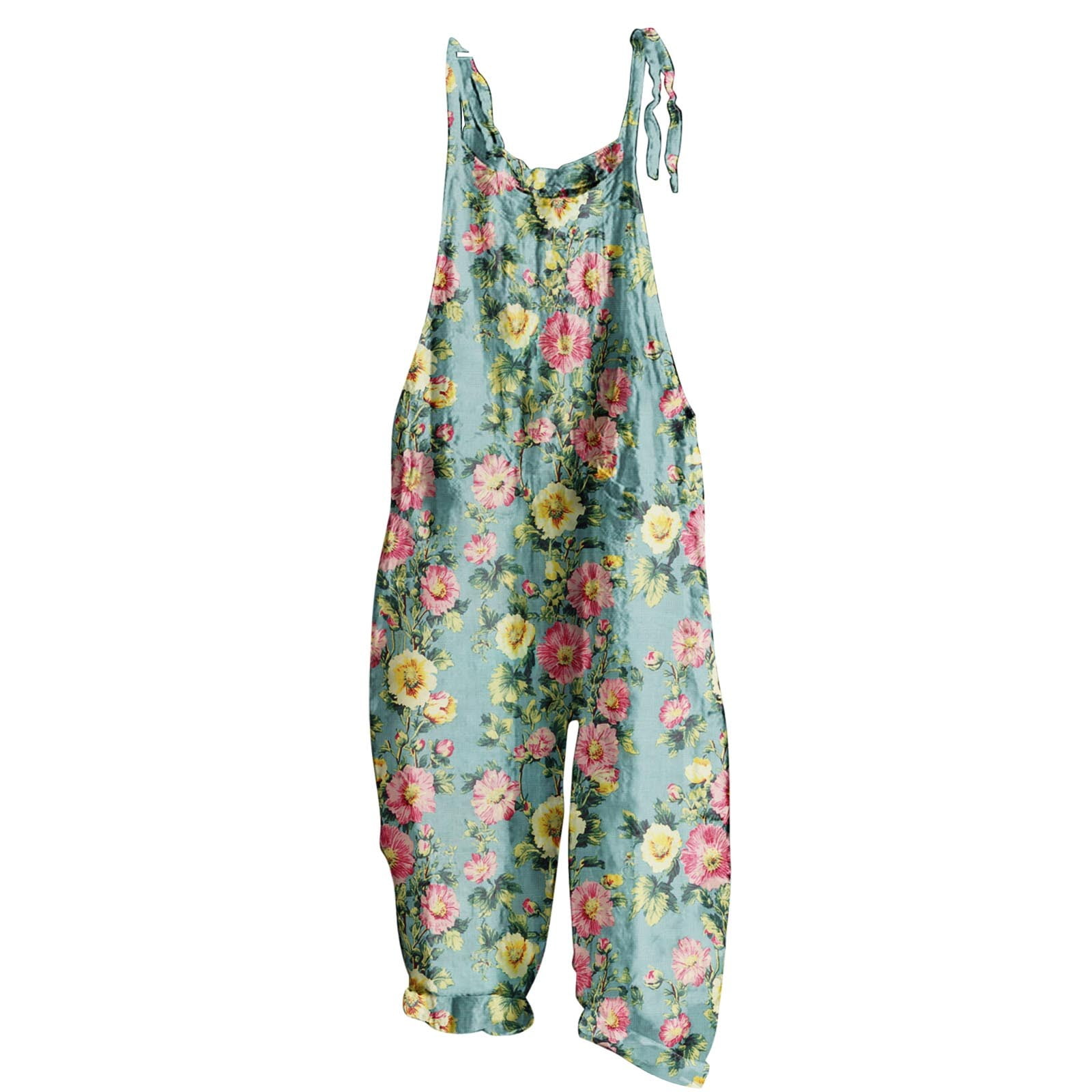 Colorful Floral Graphic Loose Fit Jumpsuits for Women Fall Summer ...