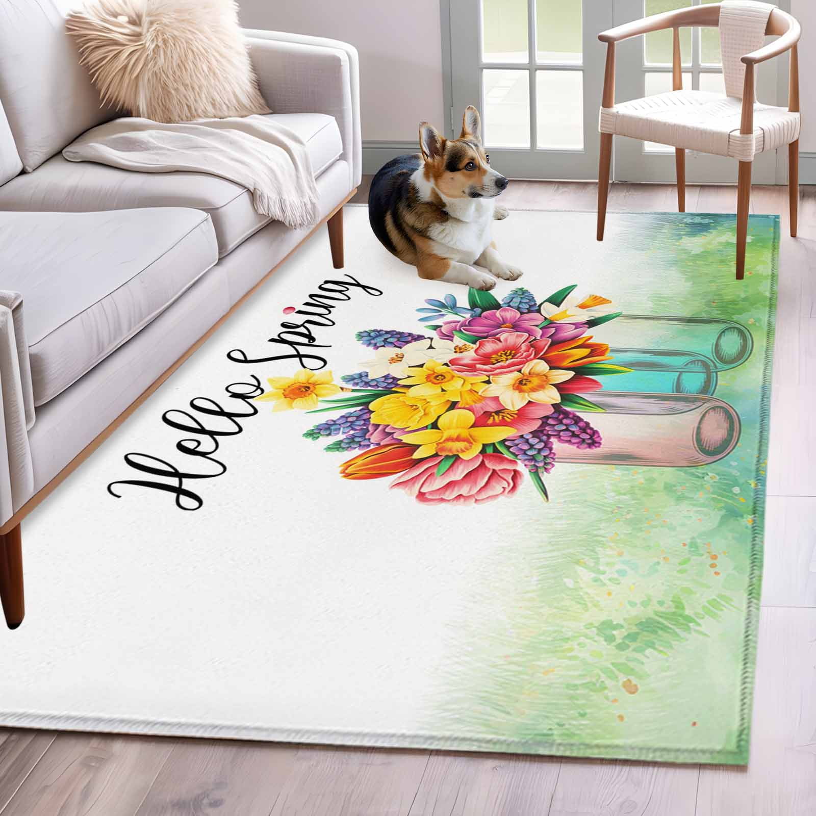 Colorful Floral Kitchen Runner Rug 2.7x5 Washable Runners for Hallway ...