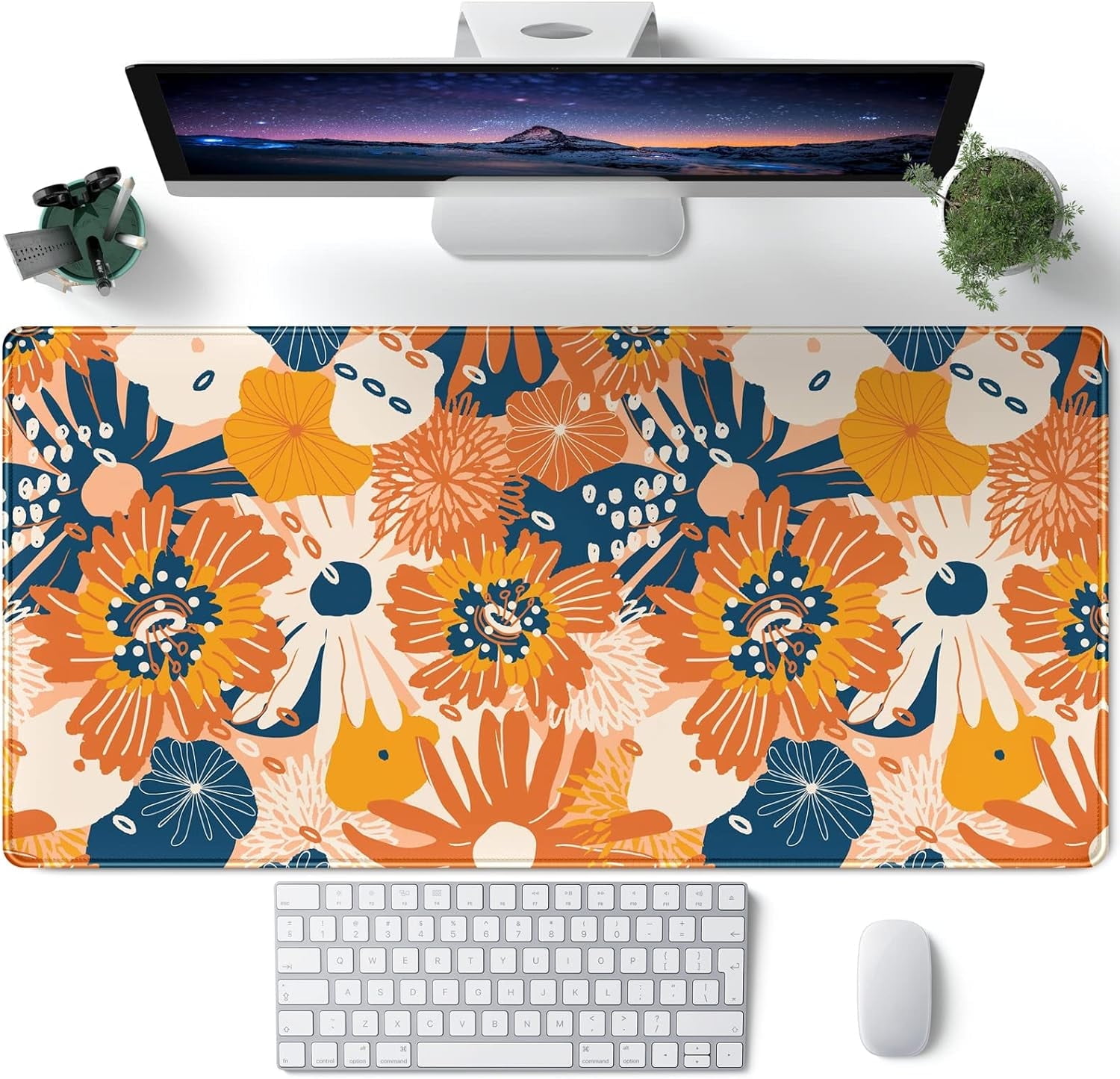 Colorful Floral Large Mouse Pad XXL Desk Mat Keyboard Mat Cute Office ...
