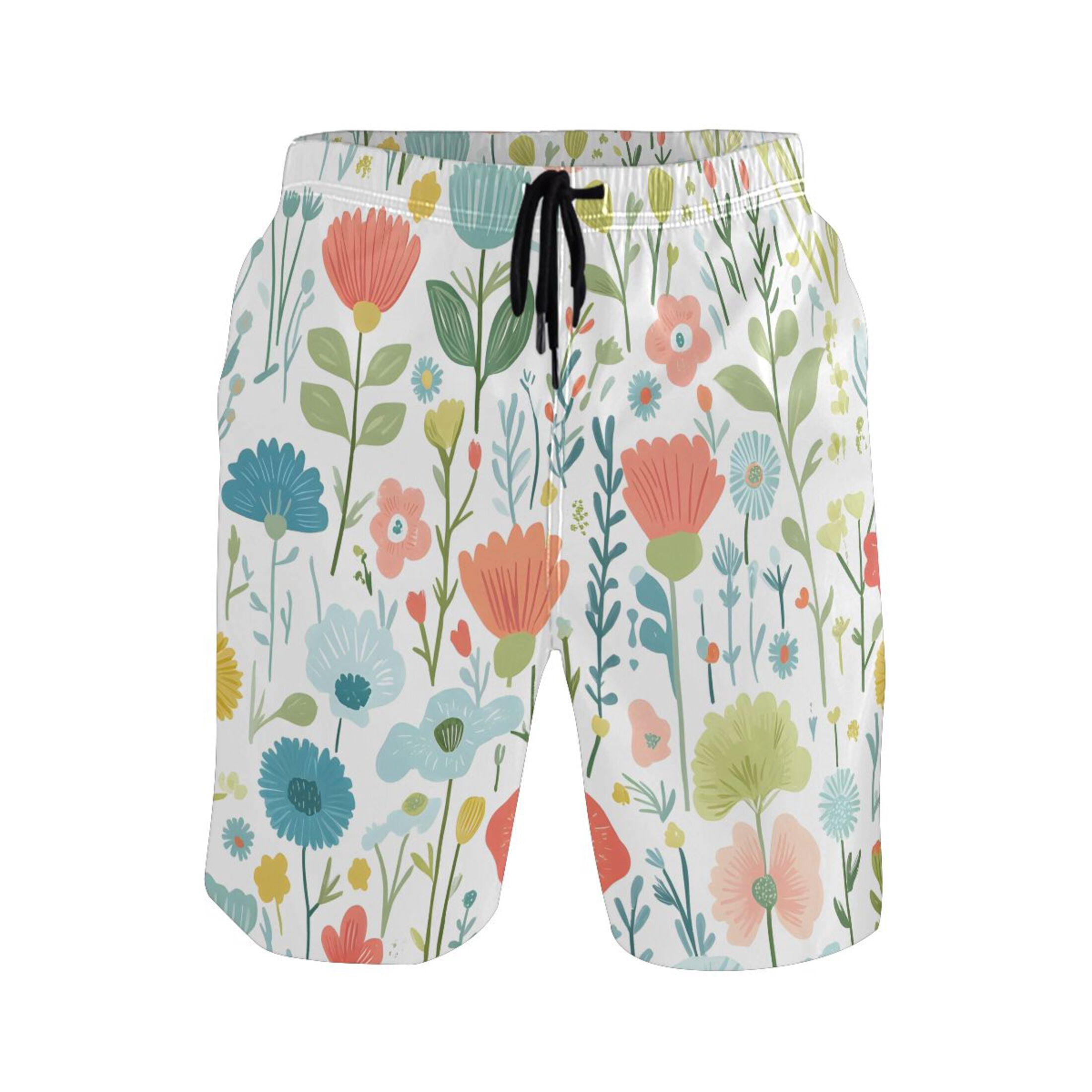 Colorful Floral Mix Mens Swim Trunks Quick Dry Board Shorts Breathable ...