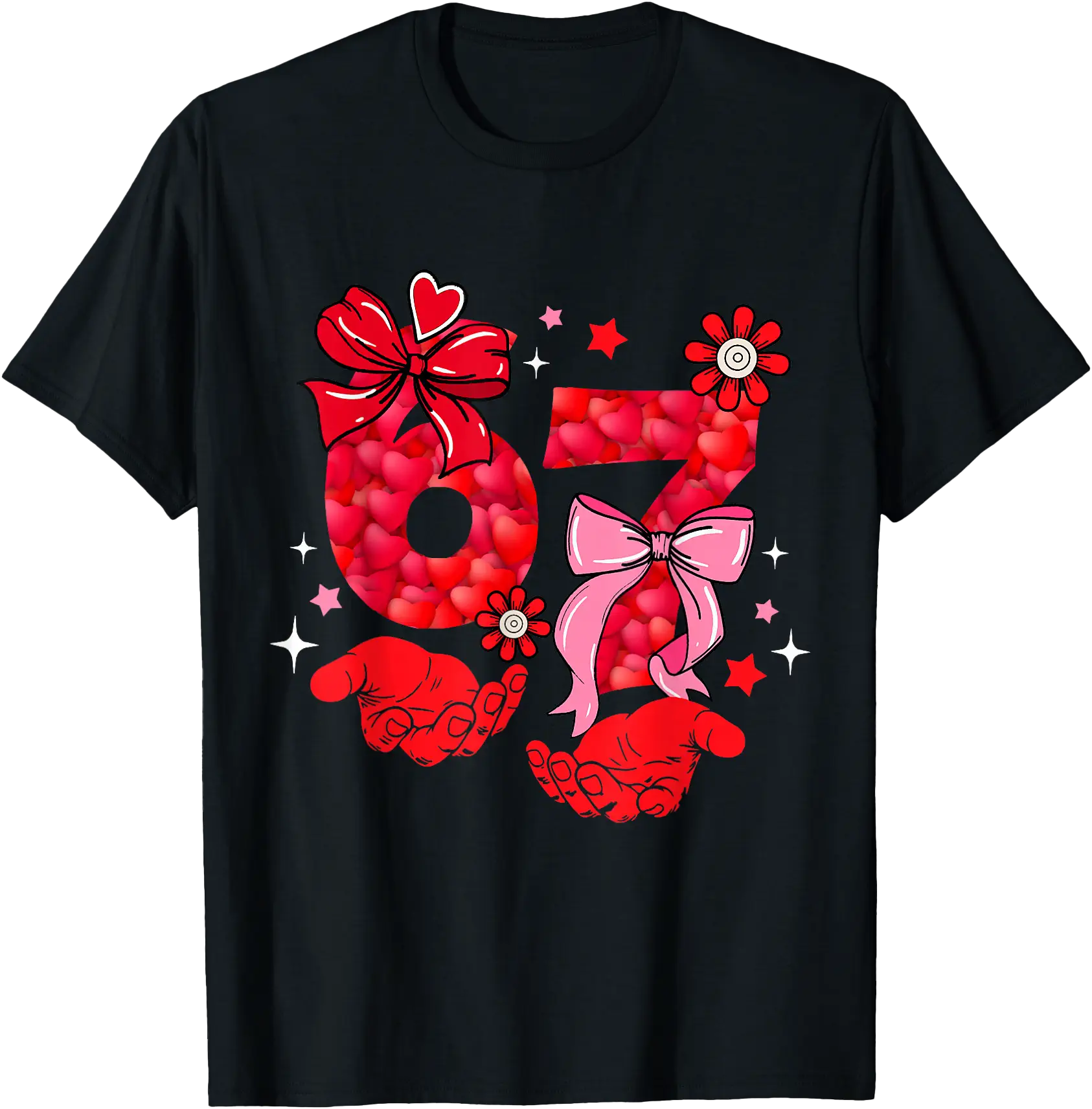 Colorful Floral Number 67 T-Shirt for Trendy Valentine's Day Style ...