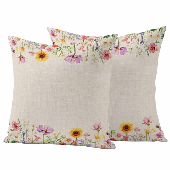 Colorful Floral Outdoor Waterproof Pillow Covers, Farmhouse Sunflower ...
