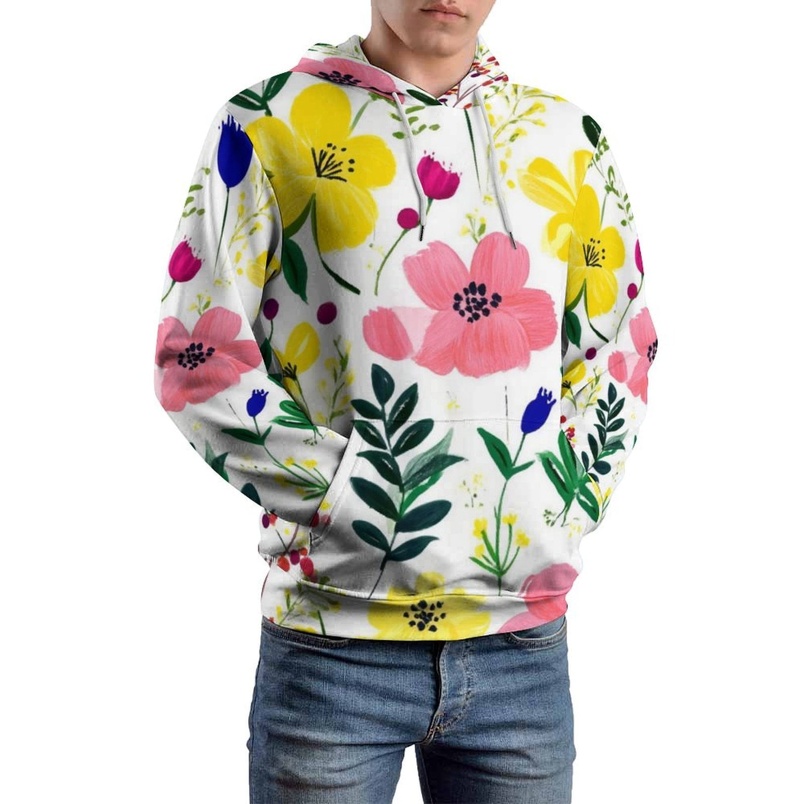 Colorful Floral Painted Pattern Design Oversized Hoodies For Men Teen ...