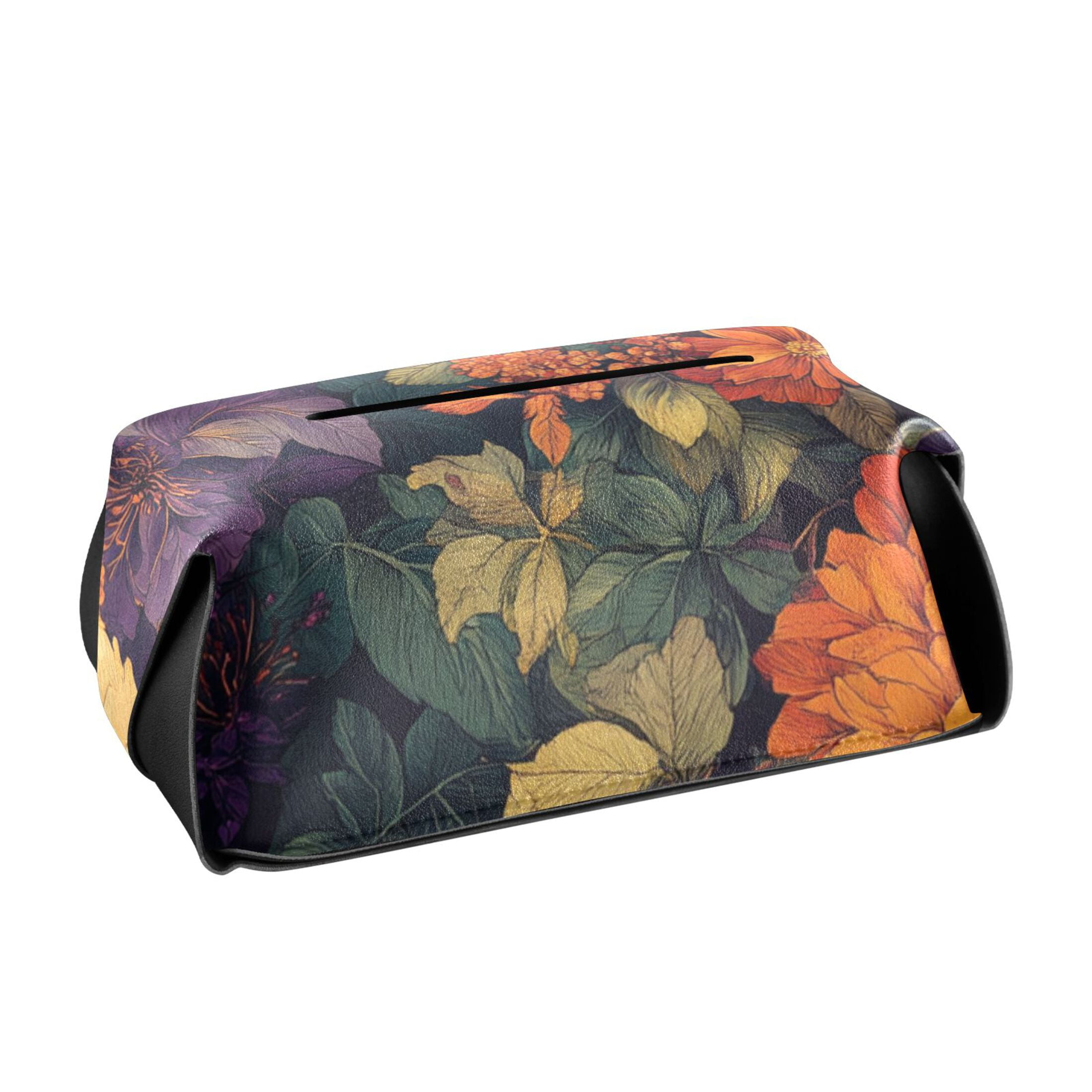 Colorful Floral Painting Tissue Box Cover Leather Square Rectangle ...