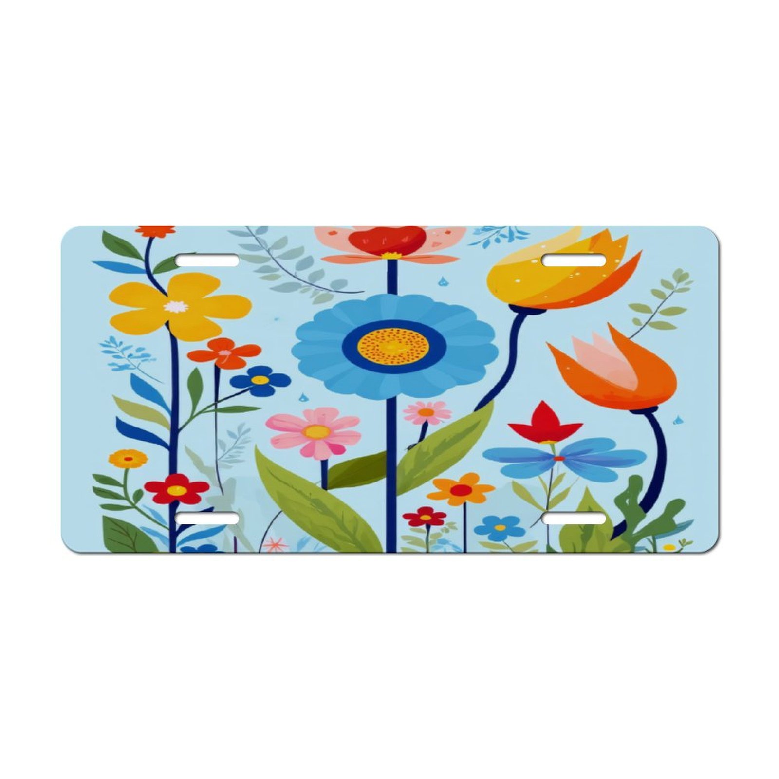 Colorful Floral Pattern(1) License Plate Lightweight Aluminum ...