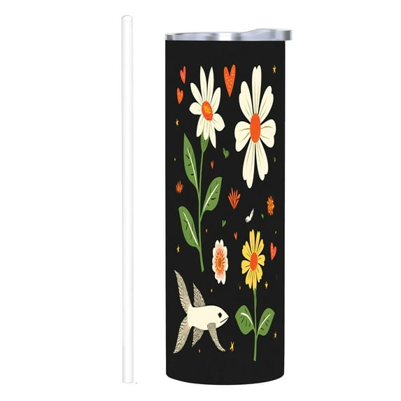Colorful Floral Pattern 20 oz Stainless Steel Insulated Tumbler with ...