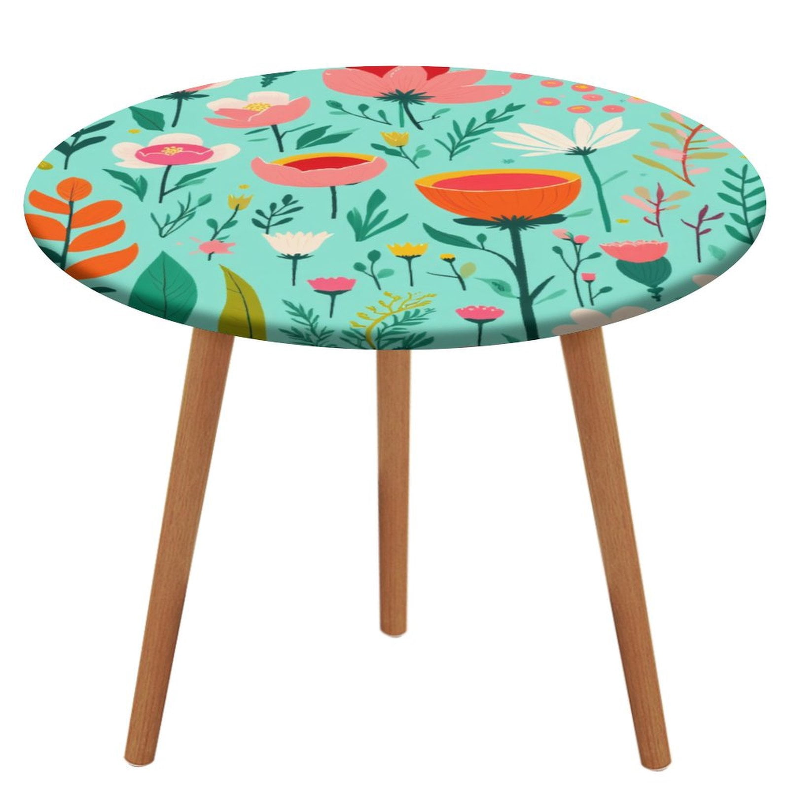 Colorful Floral Pattern(5) Pattern Round Tablecloth Waterproof Elastic ...