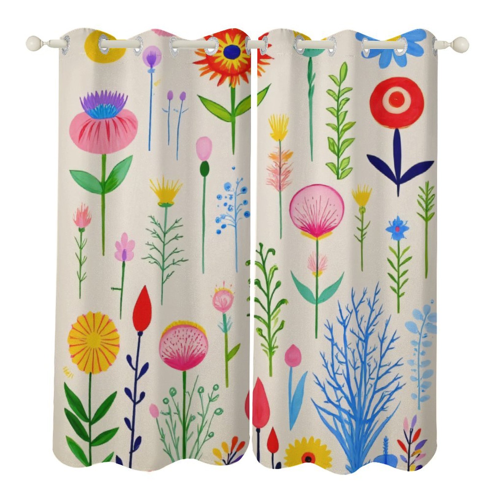 Colorful Floral Pattern(7) Blackout Window Curtains for Bedroom Living ...