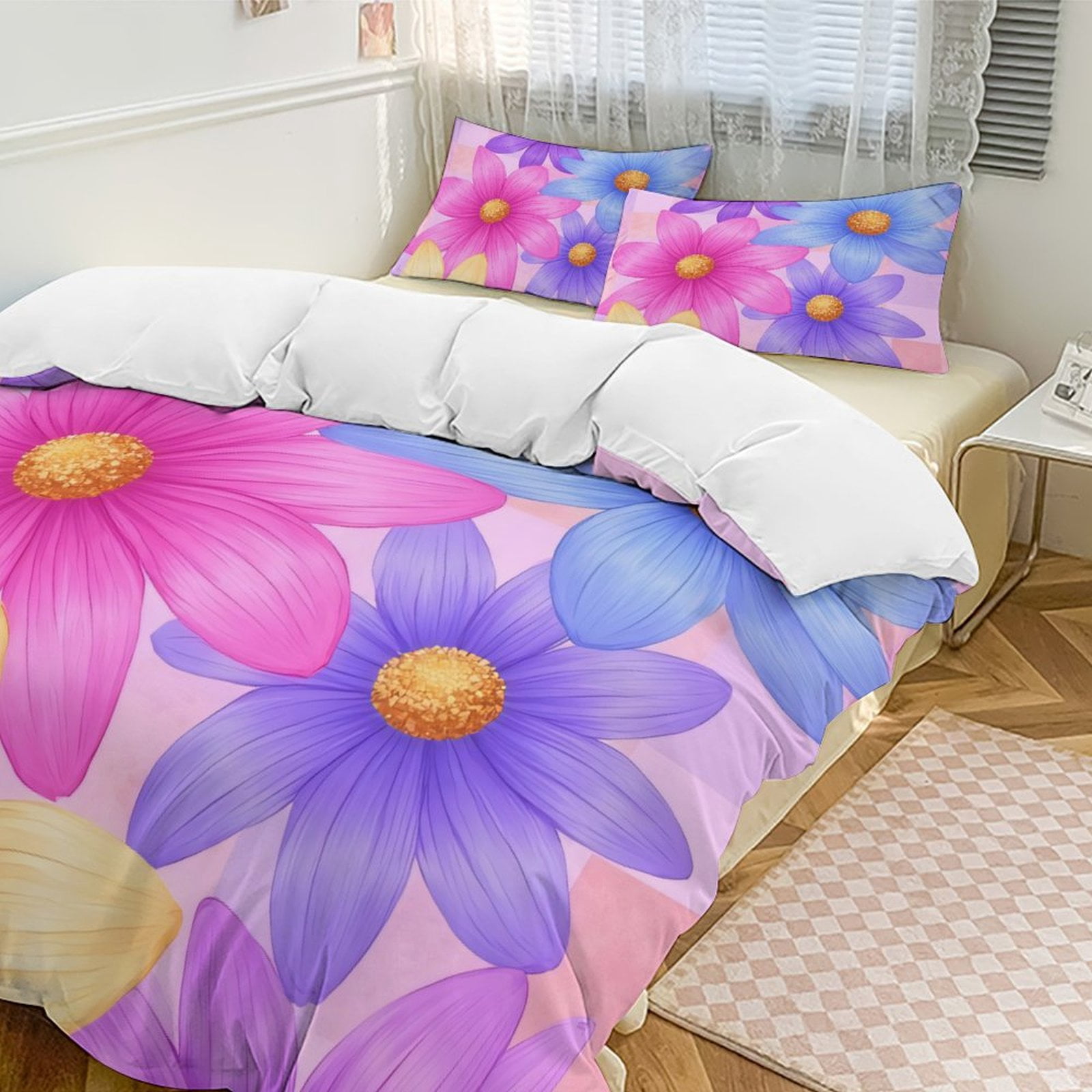 Colorful Floral Pattern Bedding Set Couple Bedclothes Pillowcase ...